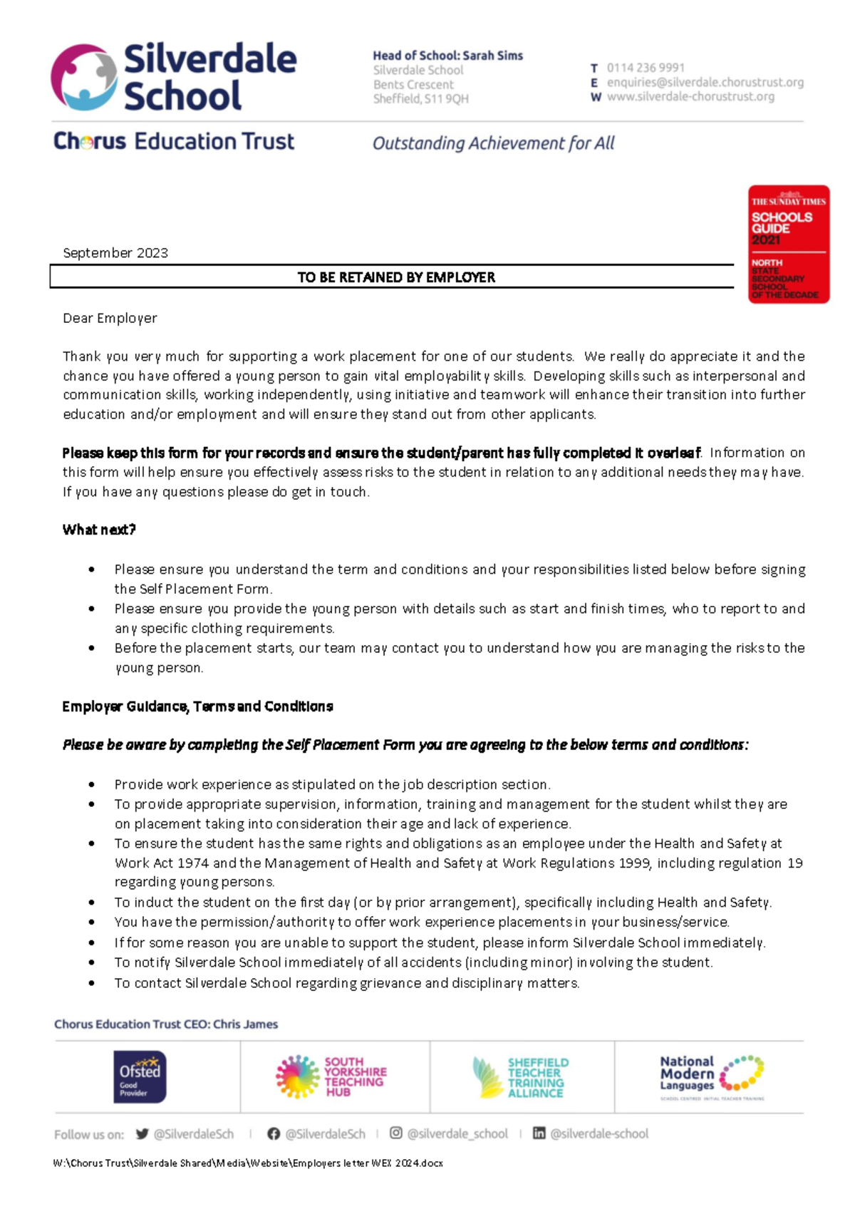 Employer Guidance for Student Work Experience WEX 2024 - Studocu
