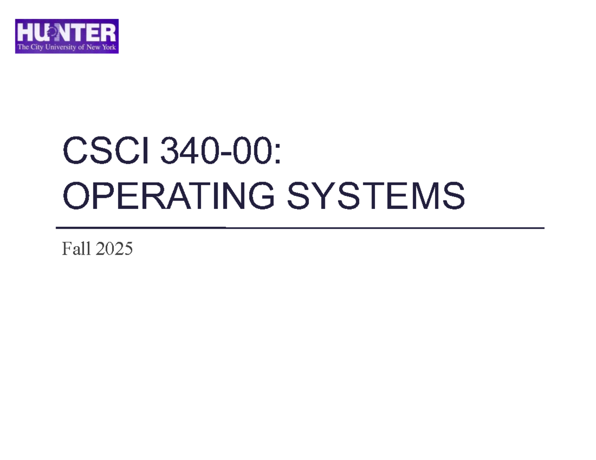 CSCI 34000: Intro to Operating Systems & Computer Architecture - Studocu