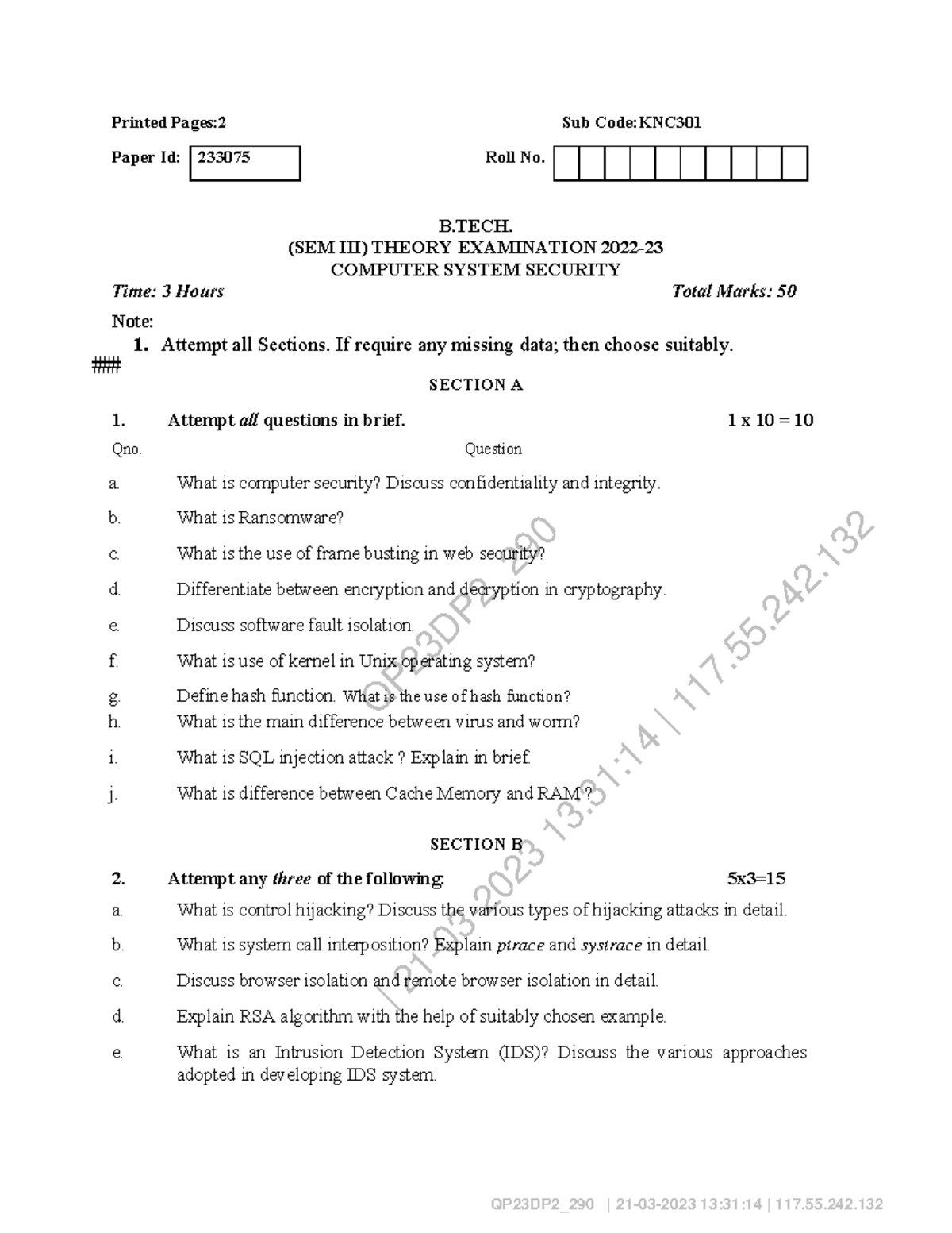 Computer System Security Exam Notes Knc 301 Studocu