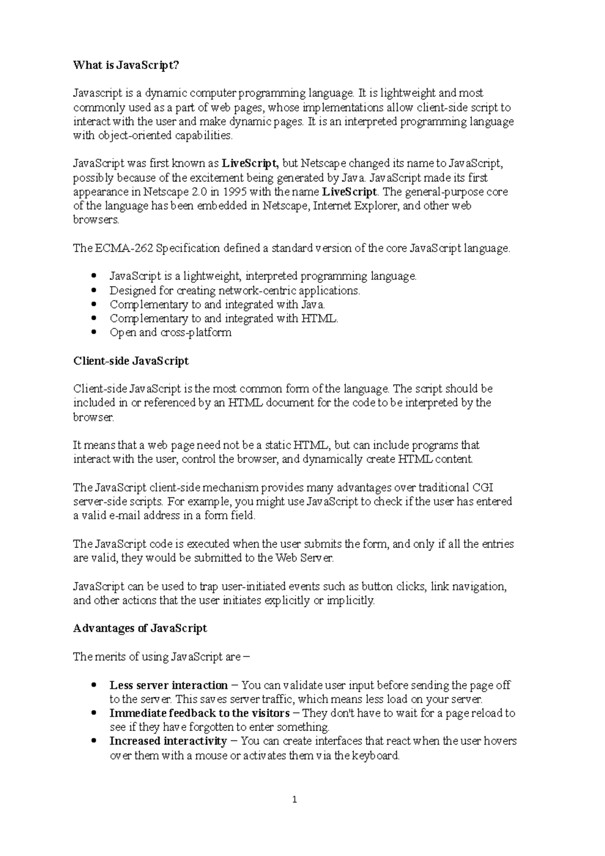 Java Script notes - Introduction to internet programming - What is ...