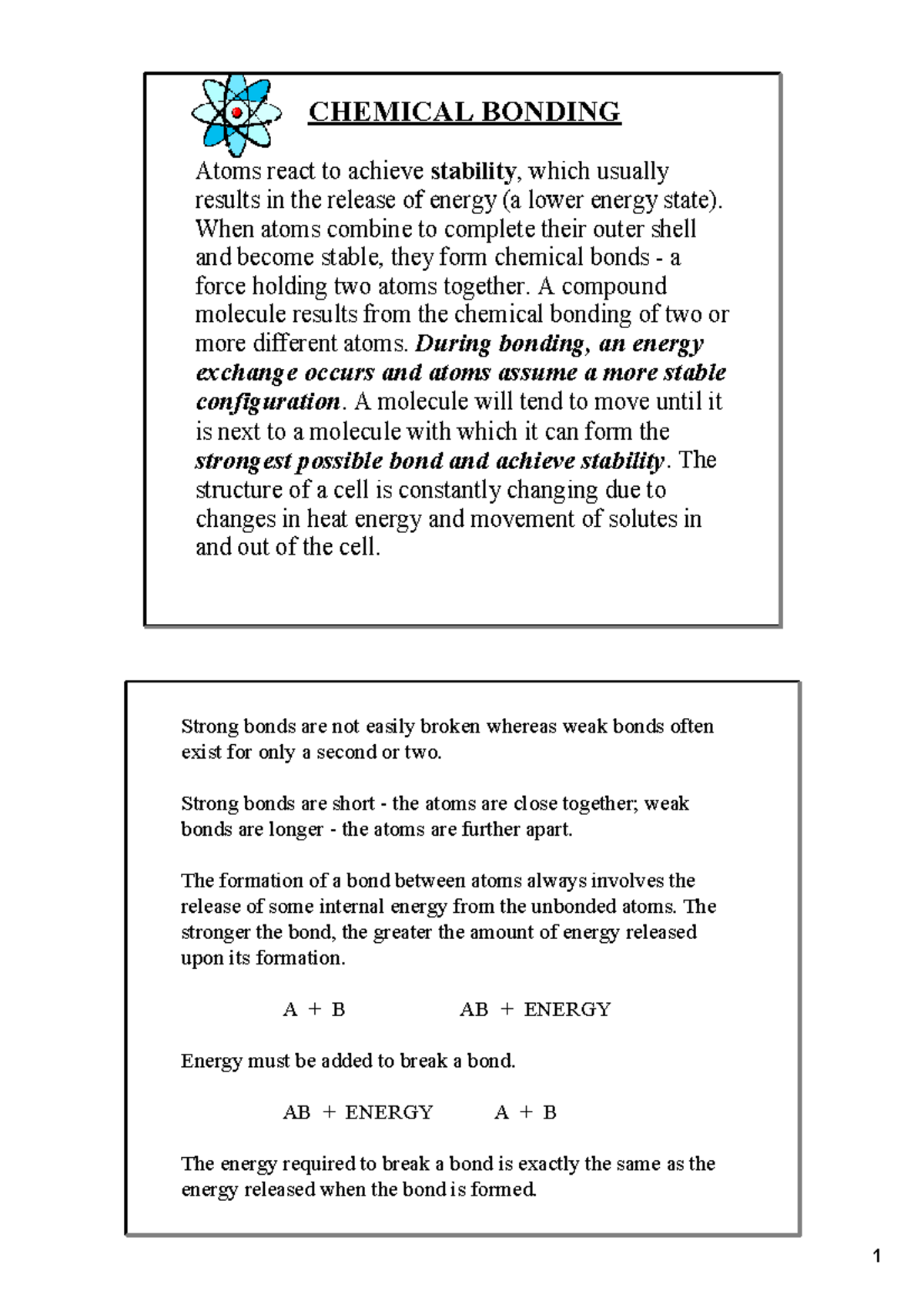 Chemical bonding notes for CHEM 101: Understanding atomic interactions ...