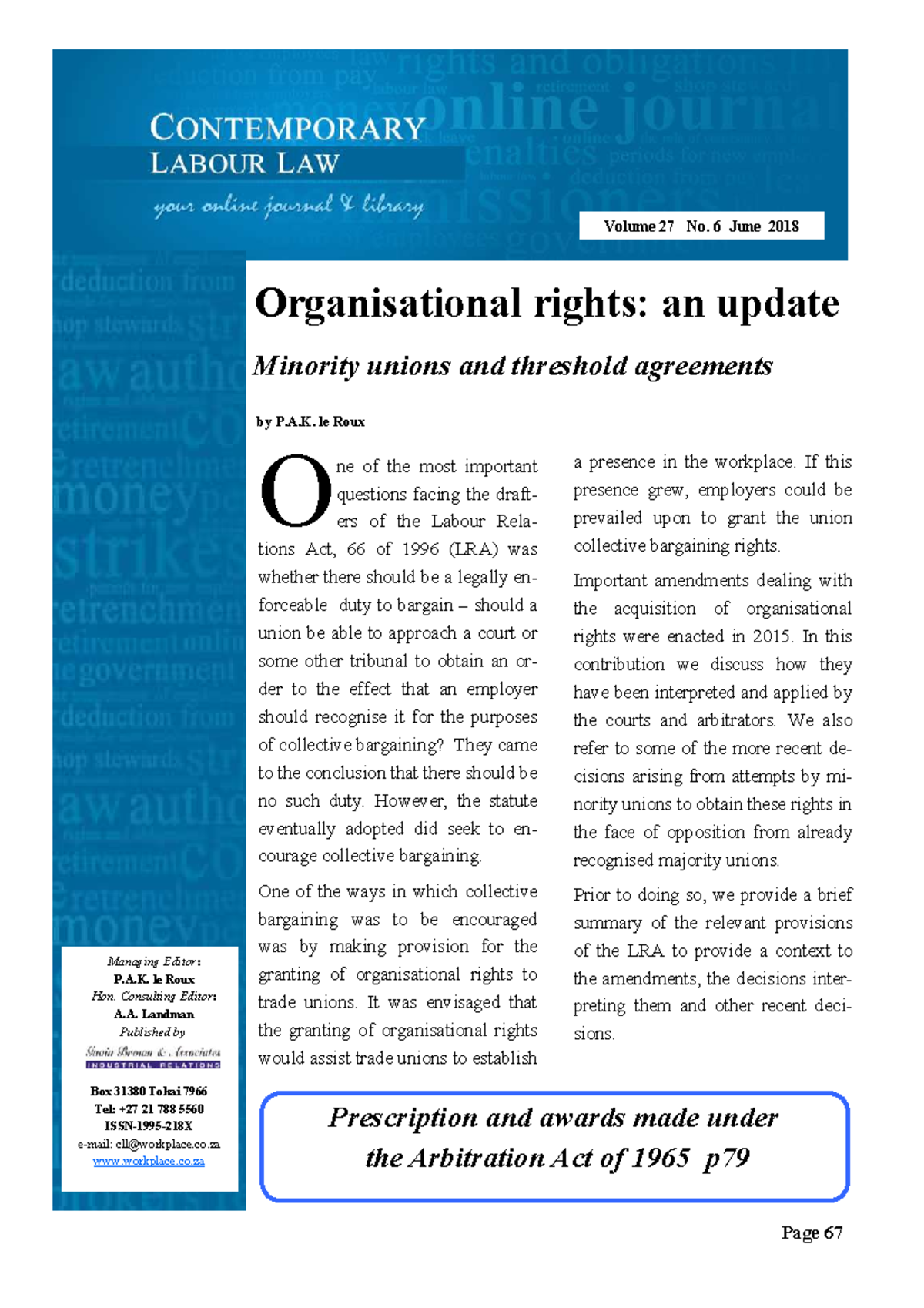 Organisational Rights Update: Minority Unions & Threshold Agreements ...