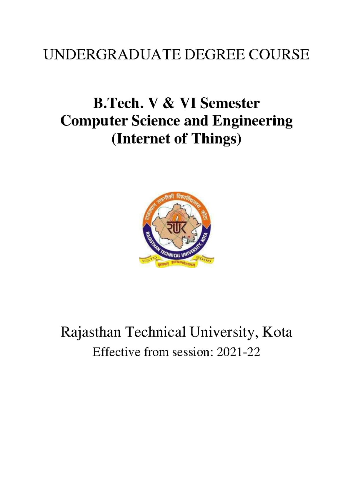 B.Tech. V Semester CS Engineering (IoT) Exam Scheme Overview - Studocu