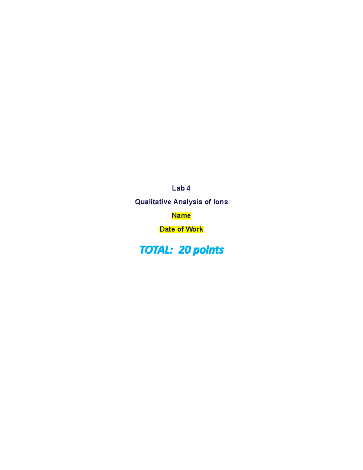 Chm113 Lab 4 - Experiment Analysis and Photo Requirements - Studocu