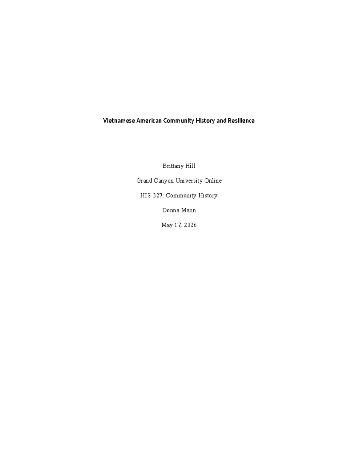 HIS-327-T6: Vietnamese American Community History & Resilience - Studocu