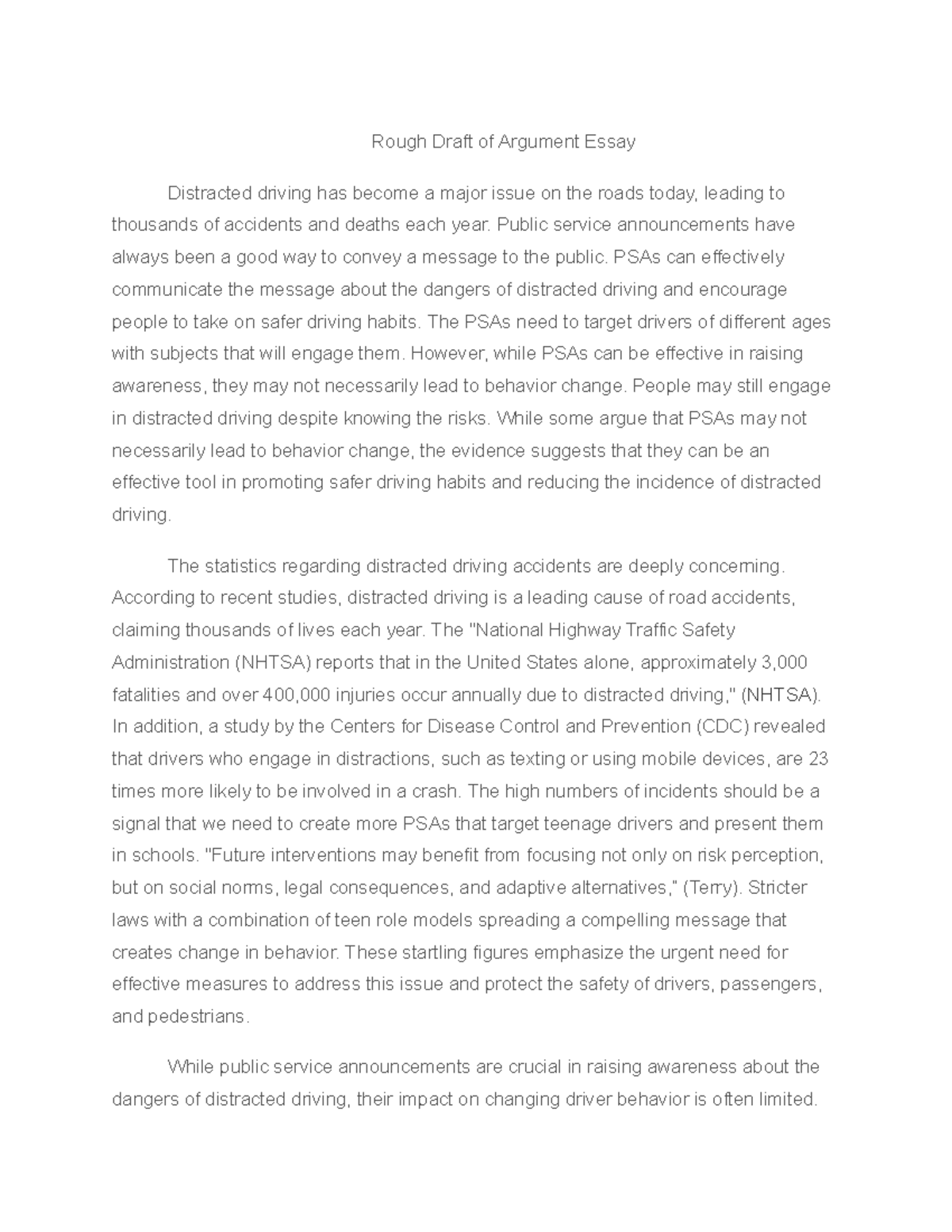 07.07 Conclusions in Argument Writing 3 copy - Rough Draft of Argument ...