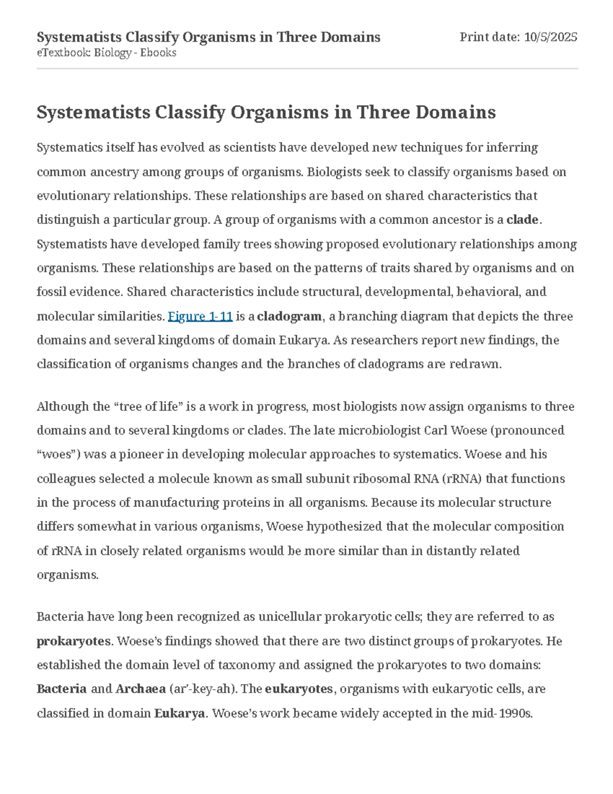 Systematics and Classification of Organisms: Three Domains Overview ...
