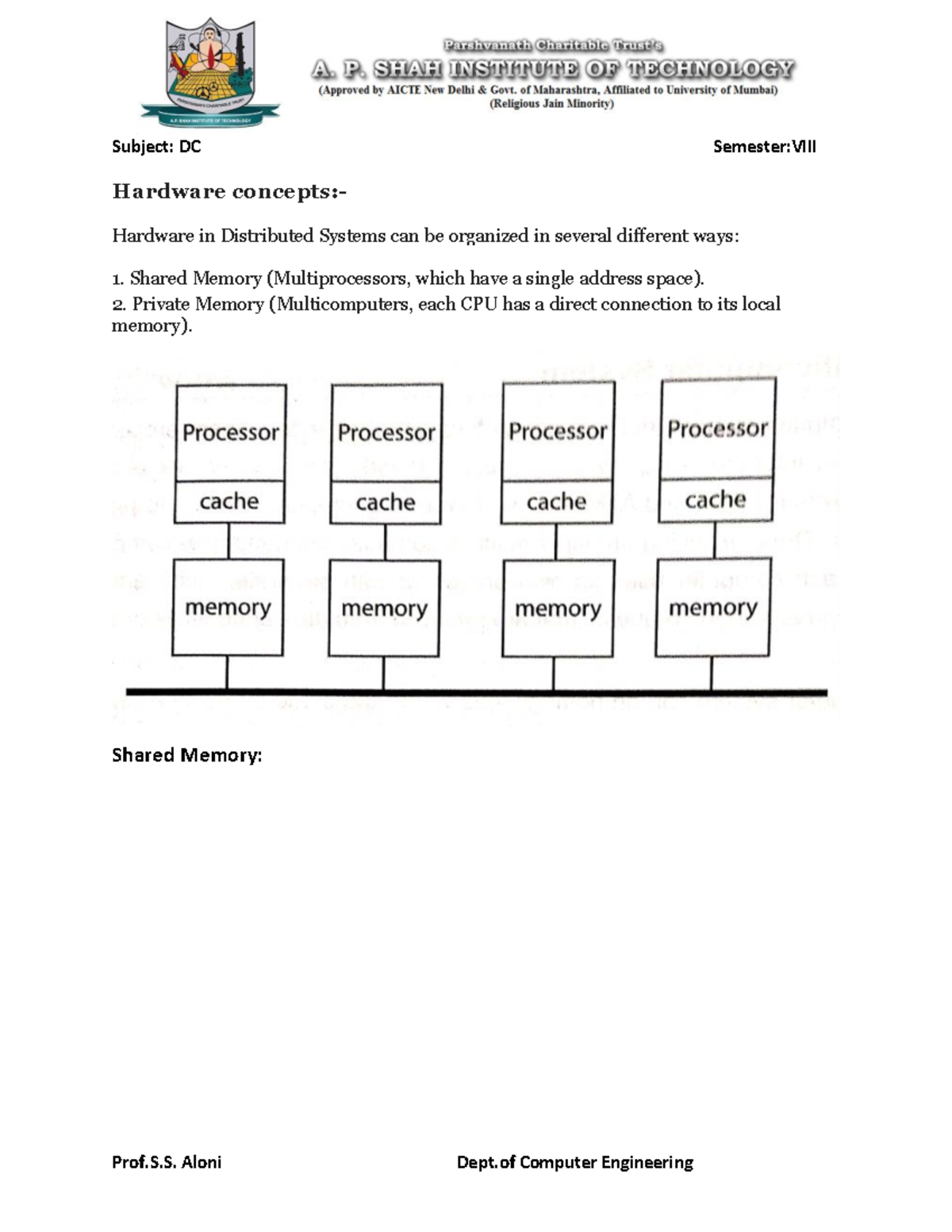 DC VIII Lecture Notes: Hardware Concepts in Distributed Systems - Studocu