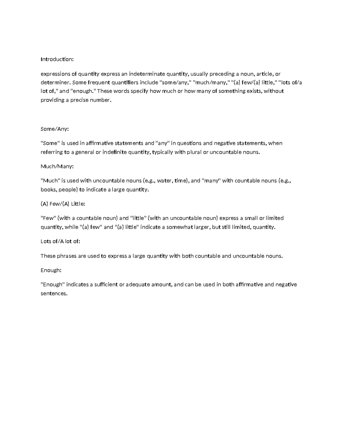 Expressions of quantity: understanding indeterminate amounts in grammar ...