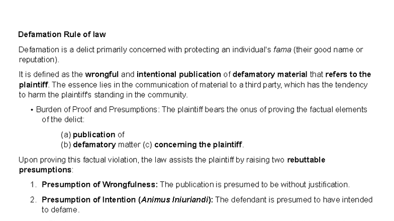 Defamation Law Overview: Key Principles and Case Studies - Studocu