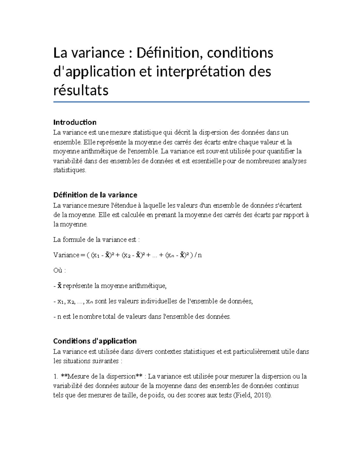 07 Variance : Définition, Conditions et Interprétation des Résultats ...