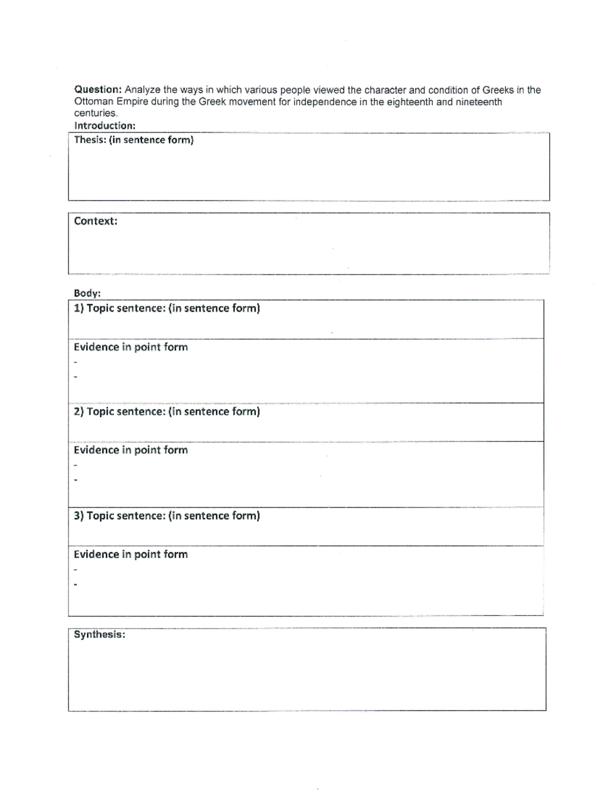 Greeks DBQ - Views of conditions and character (outline and tips ...