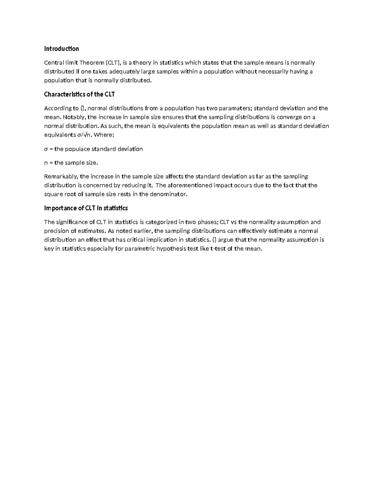 Central Limit Theorem (CLT) Overview and Importance in Statistics - Studocu