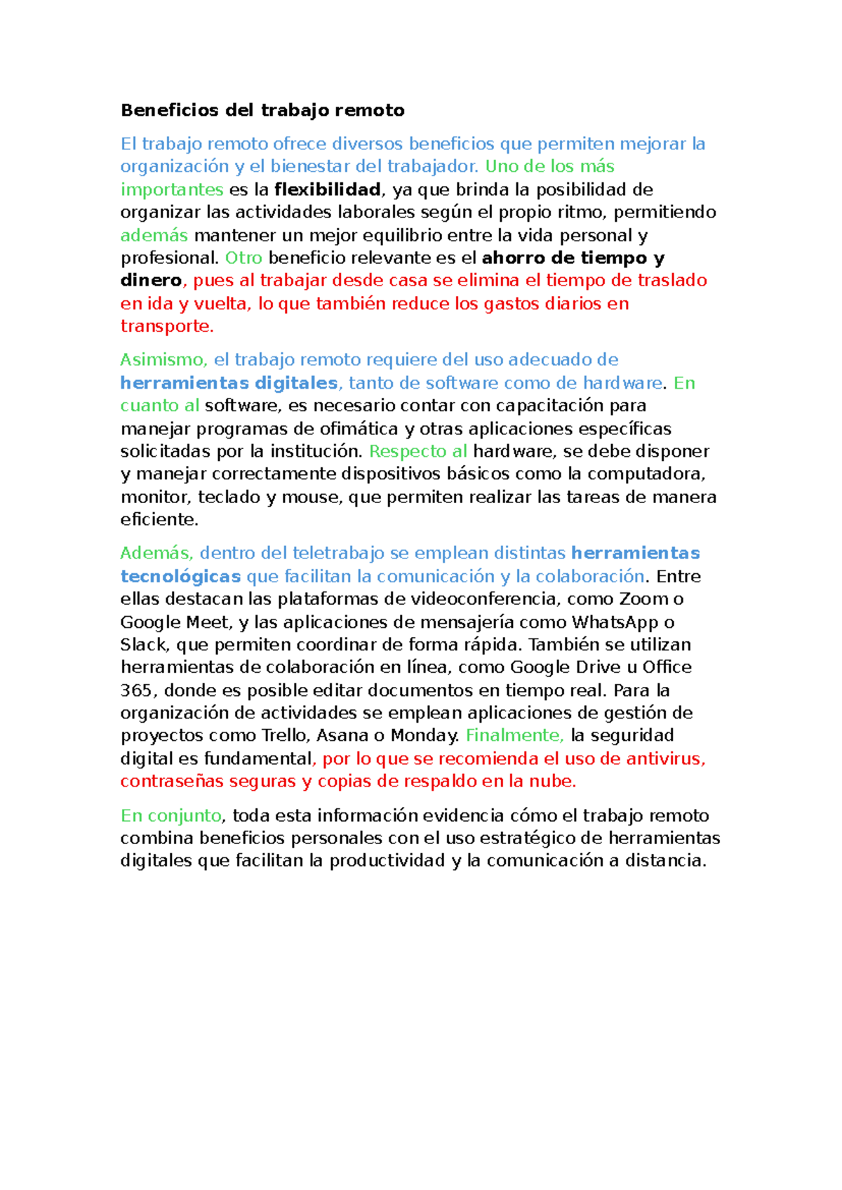 Beneficios del Trabajo Remoto - Tarea HHJHJ - Studocu