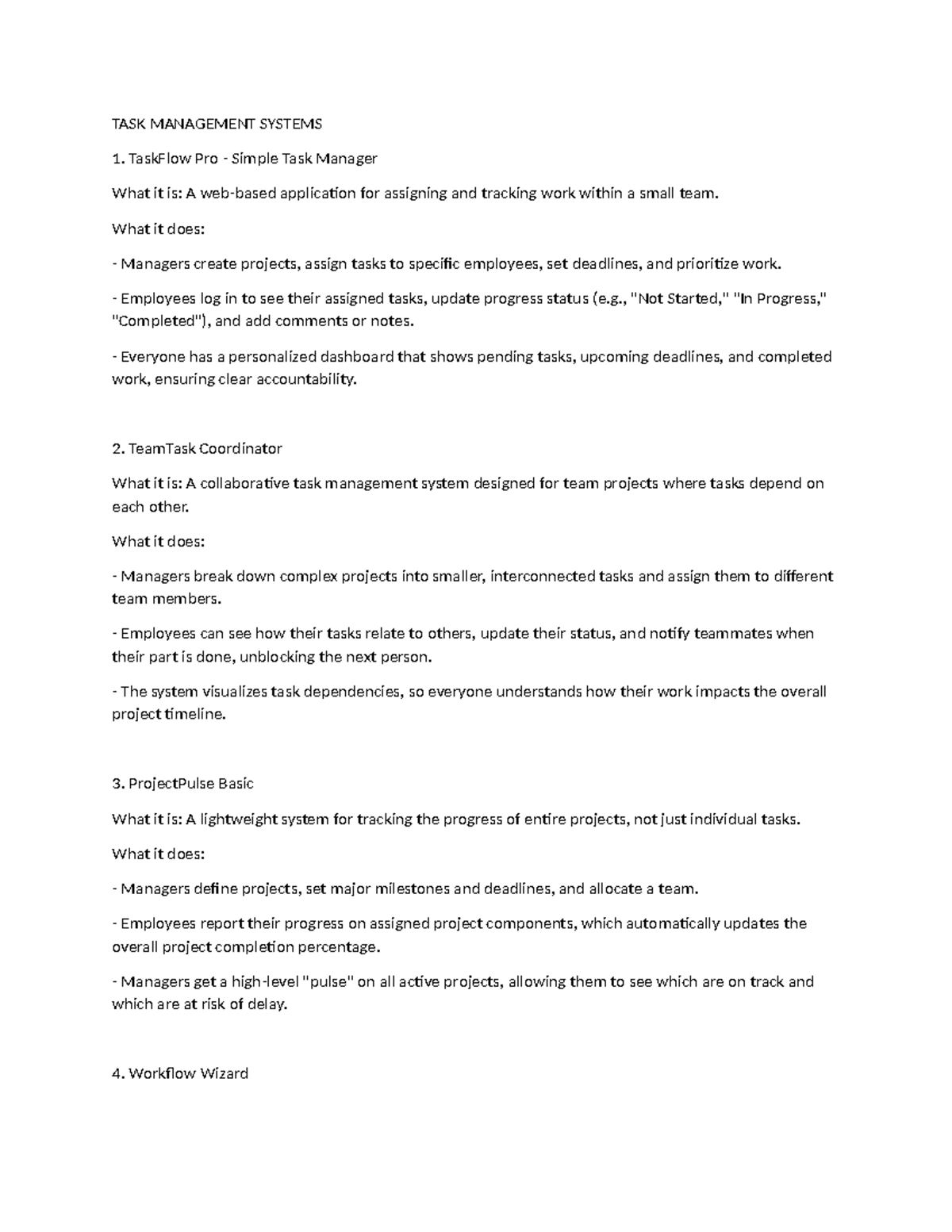 System Proposals for Task & Inventory Management Systems - Studocu