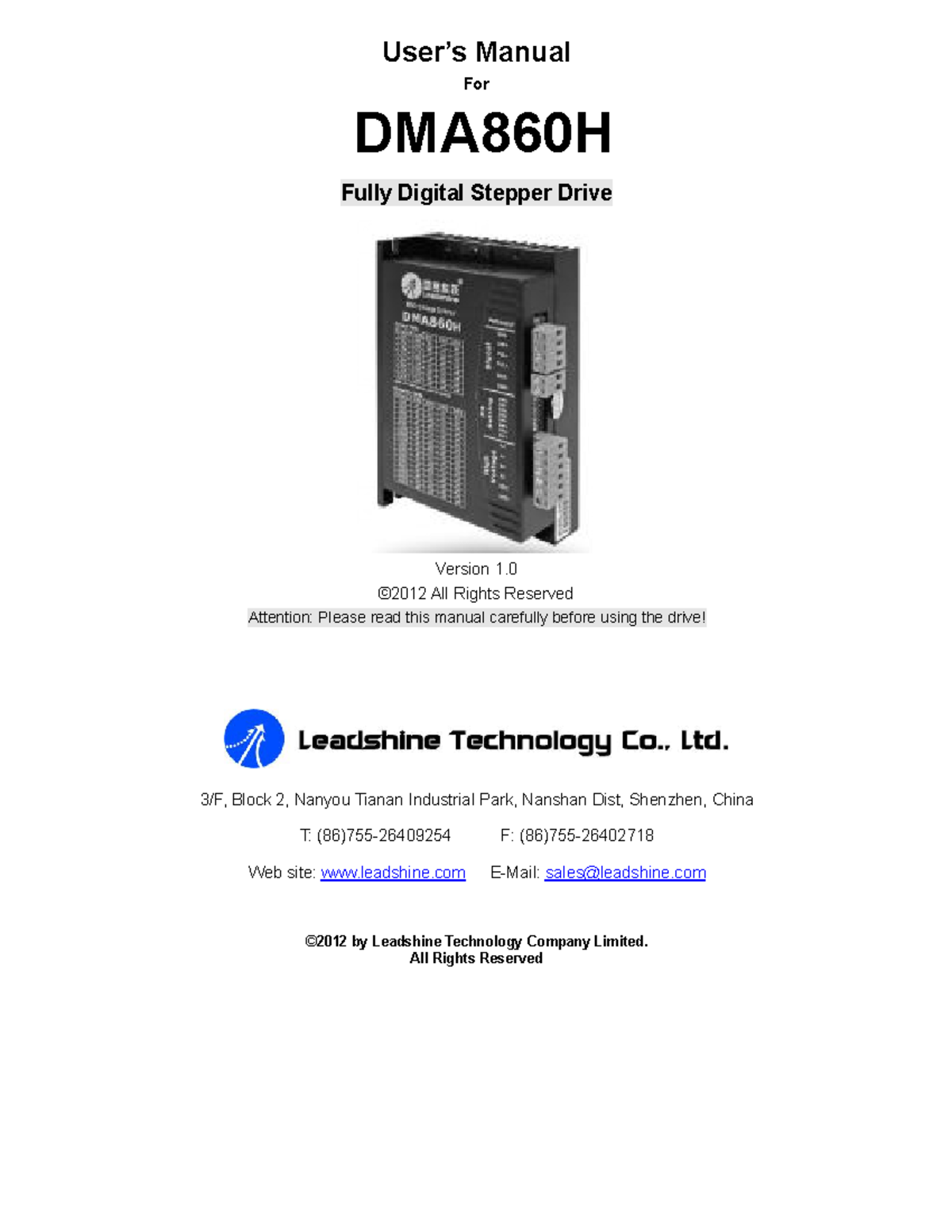 DMA860H User Manual - dddddđ - User’s Manual For DMA860H Fully Digital ...