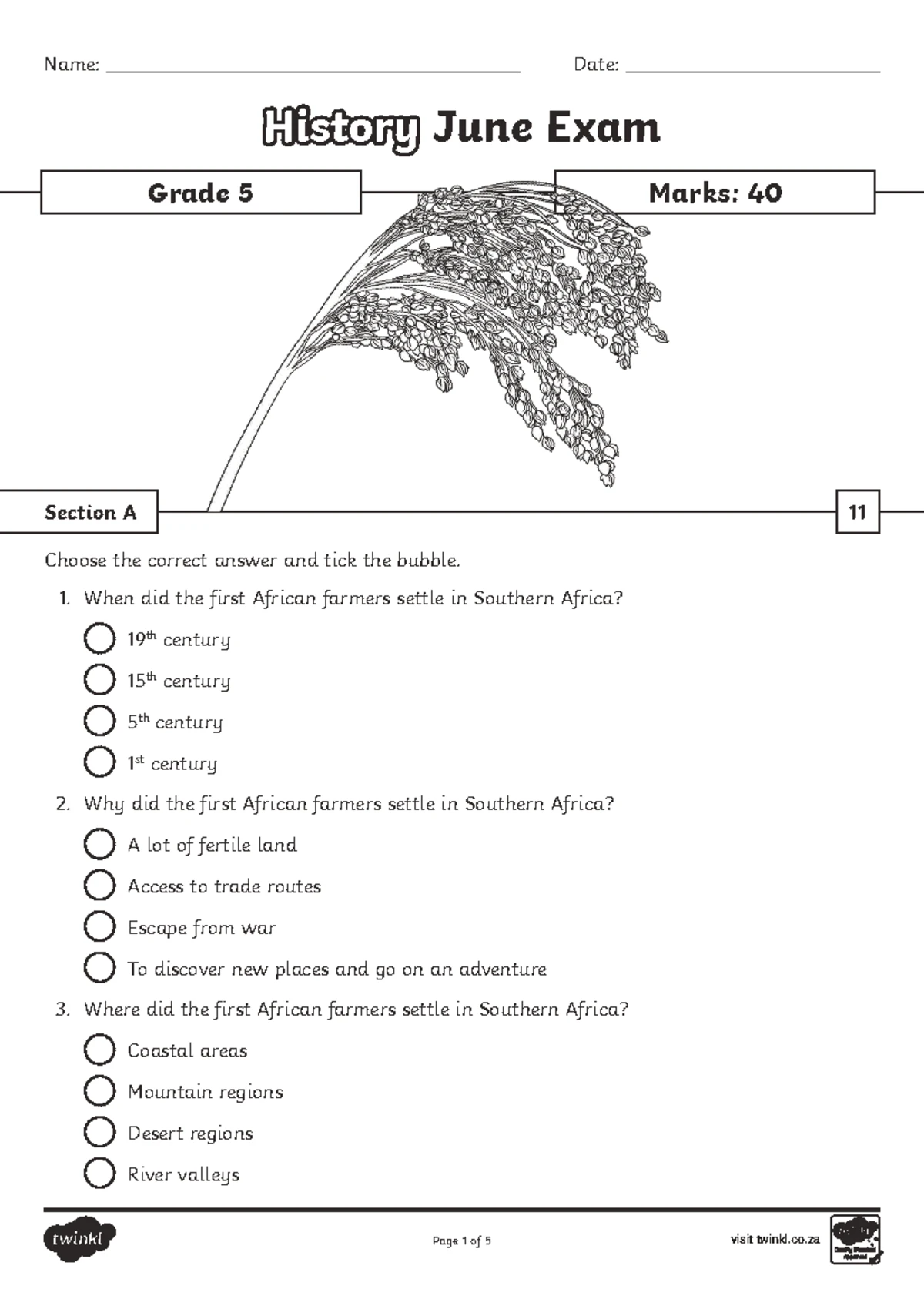 Grade 5 Geography T2 notes on physical features of South Africa - Studocu