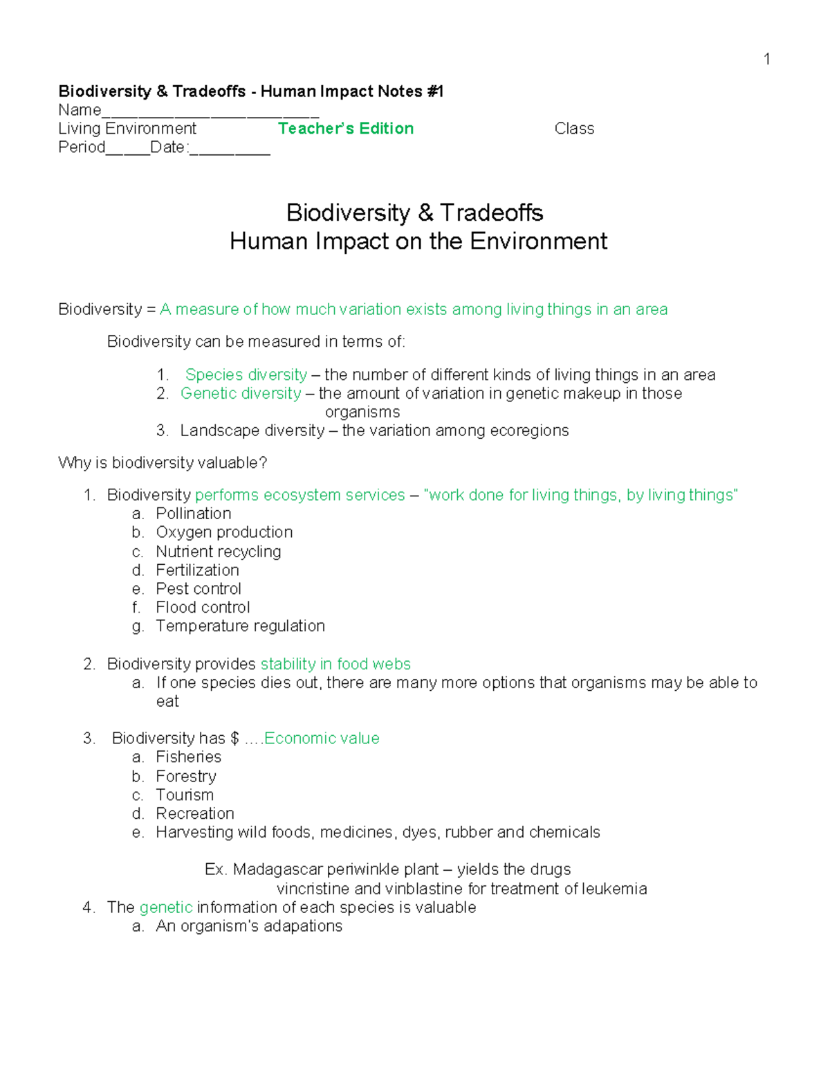 Biology 2 - Biodiversity & Human Impact Study Notes - Studocu