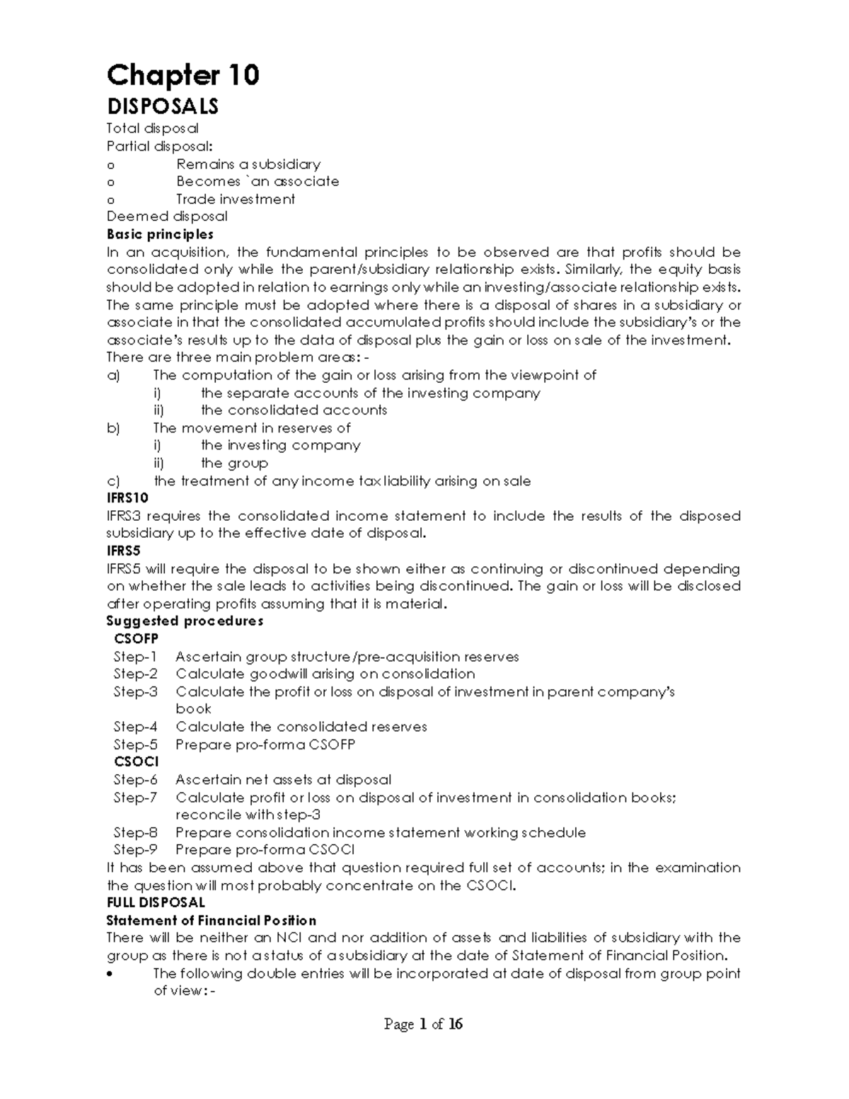 03-Disposal of Subsidiaries: Overview and Accounting Procedures - Studocu