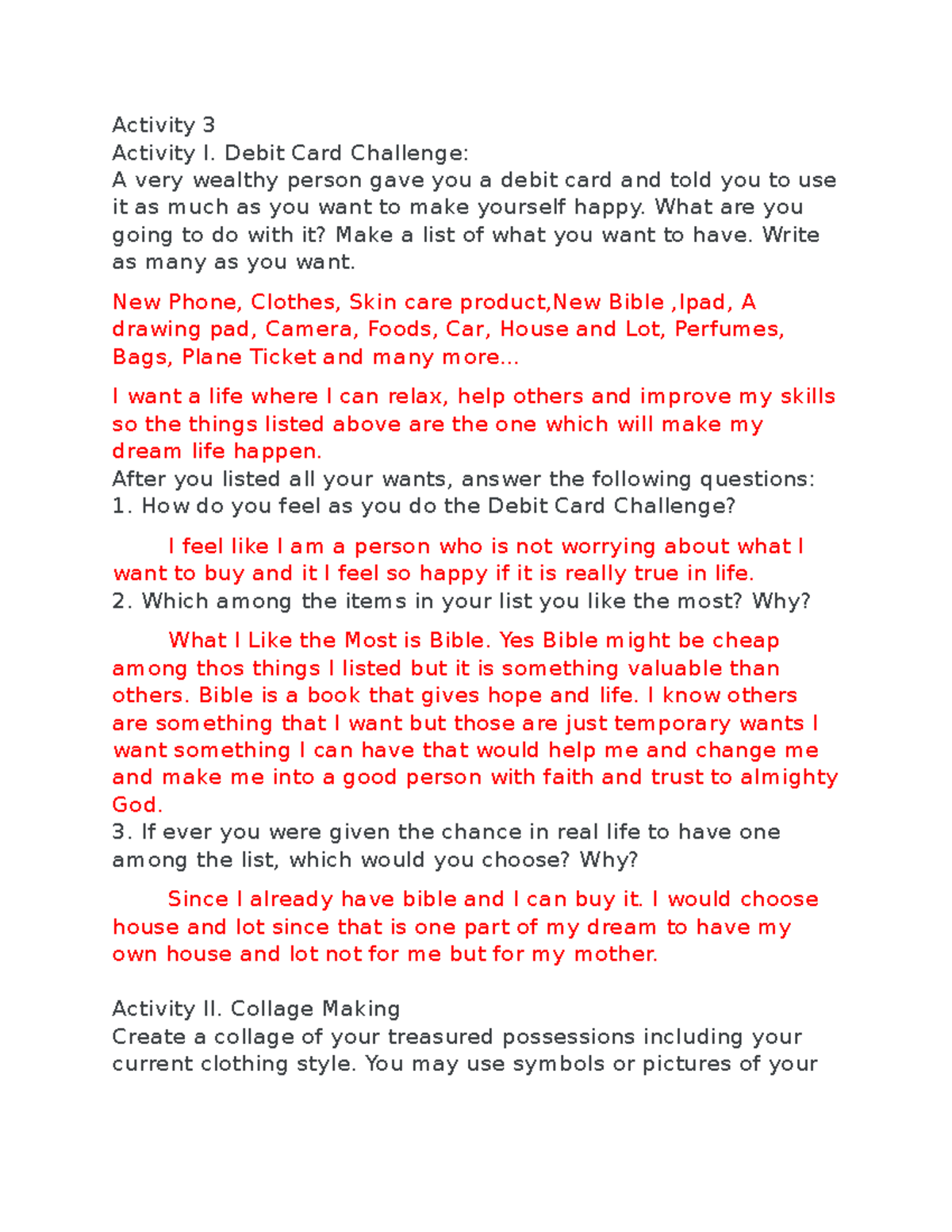 Understanding the Self: Activity 3 Insights & Reflection - Studocu