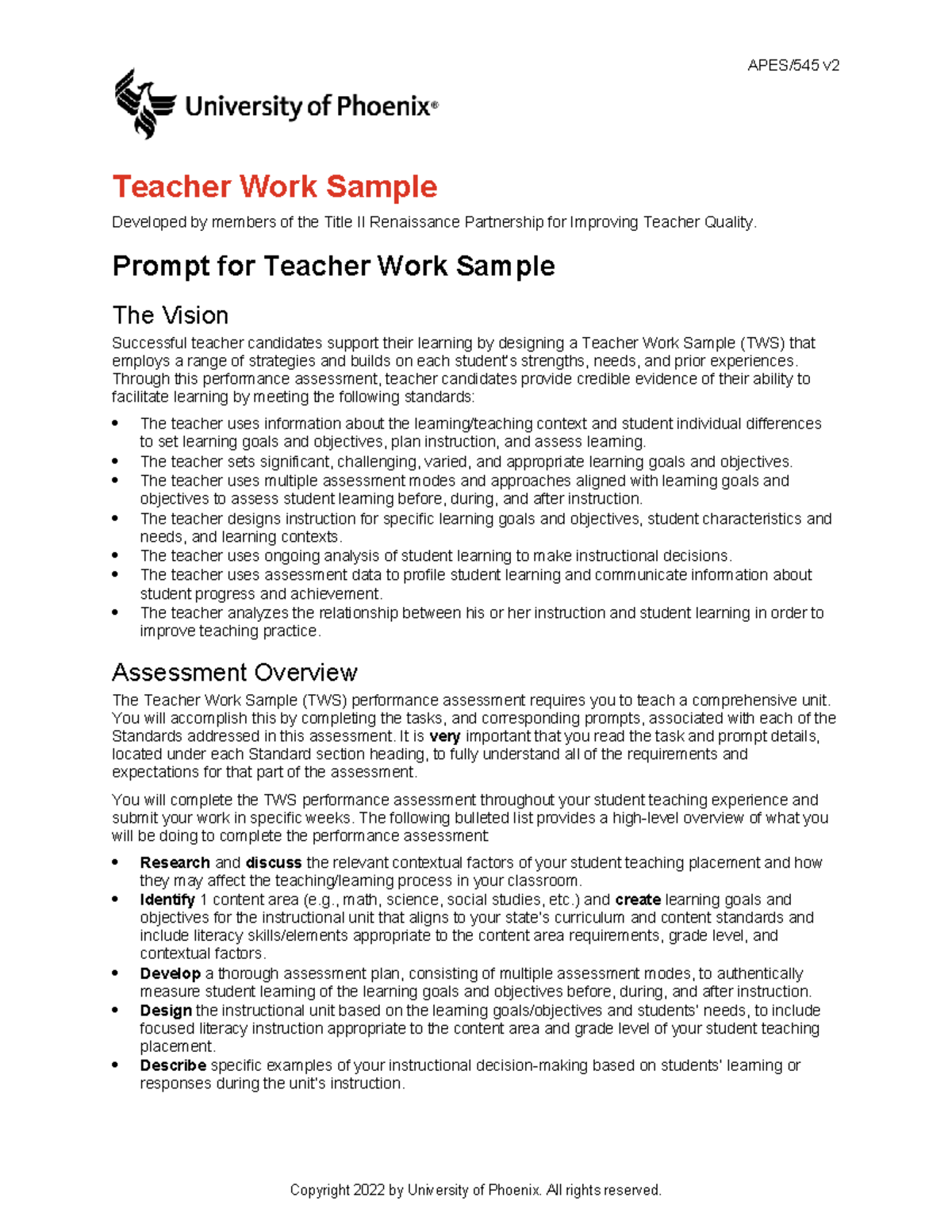 Teacher Work Sample v2: Strategies for Effective Instruction and ...