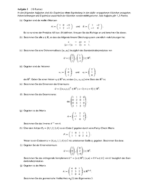 Cheat Sheet Lin Alg - Zusammenfassung - 1. Matrizen 2. Lineare ...