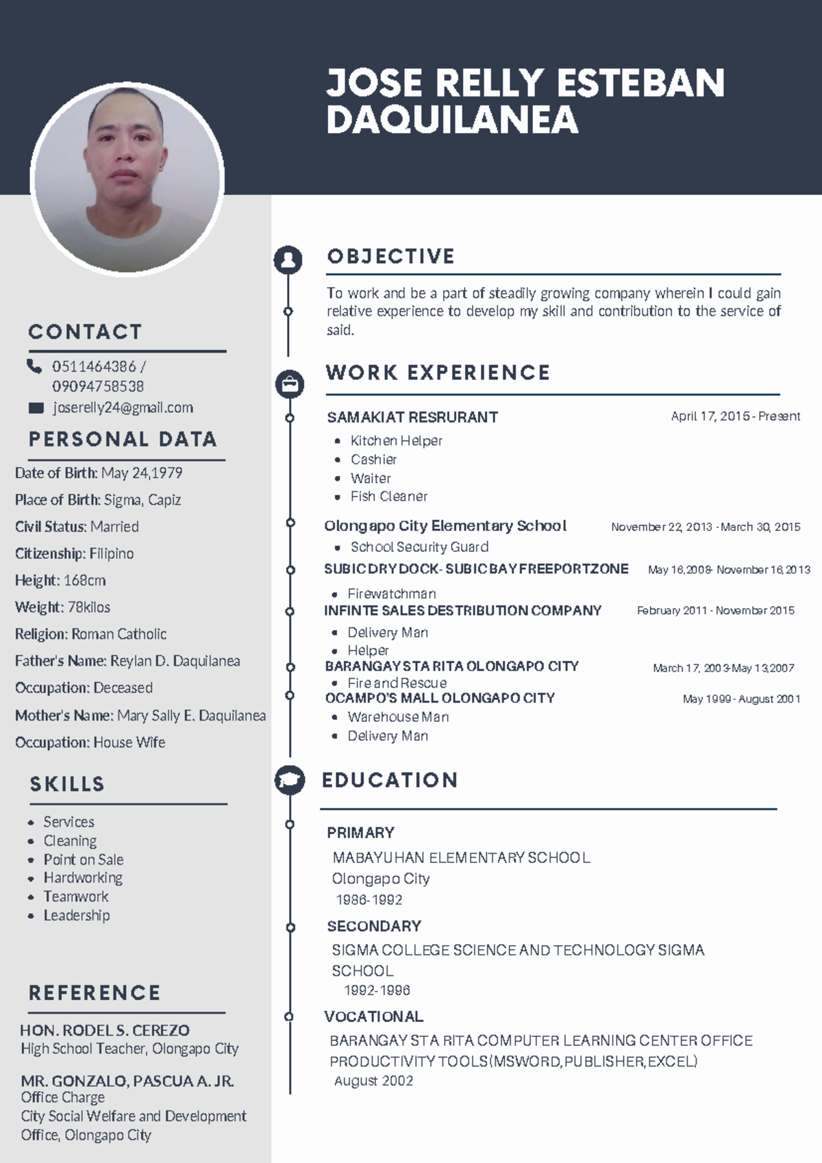 Daquilanea Resume - Personal Data and Work Experience Overview - Studocu
