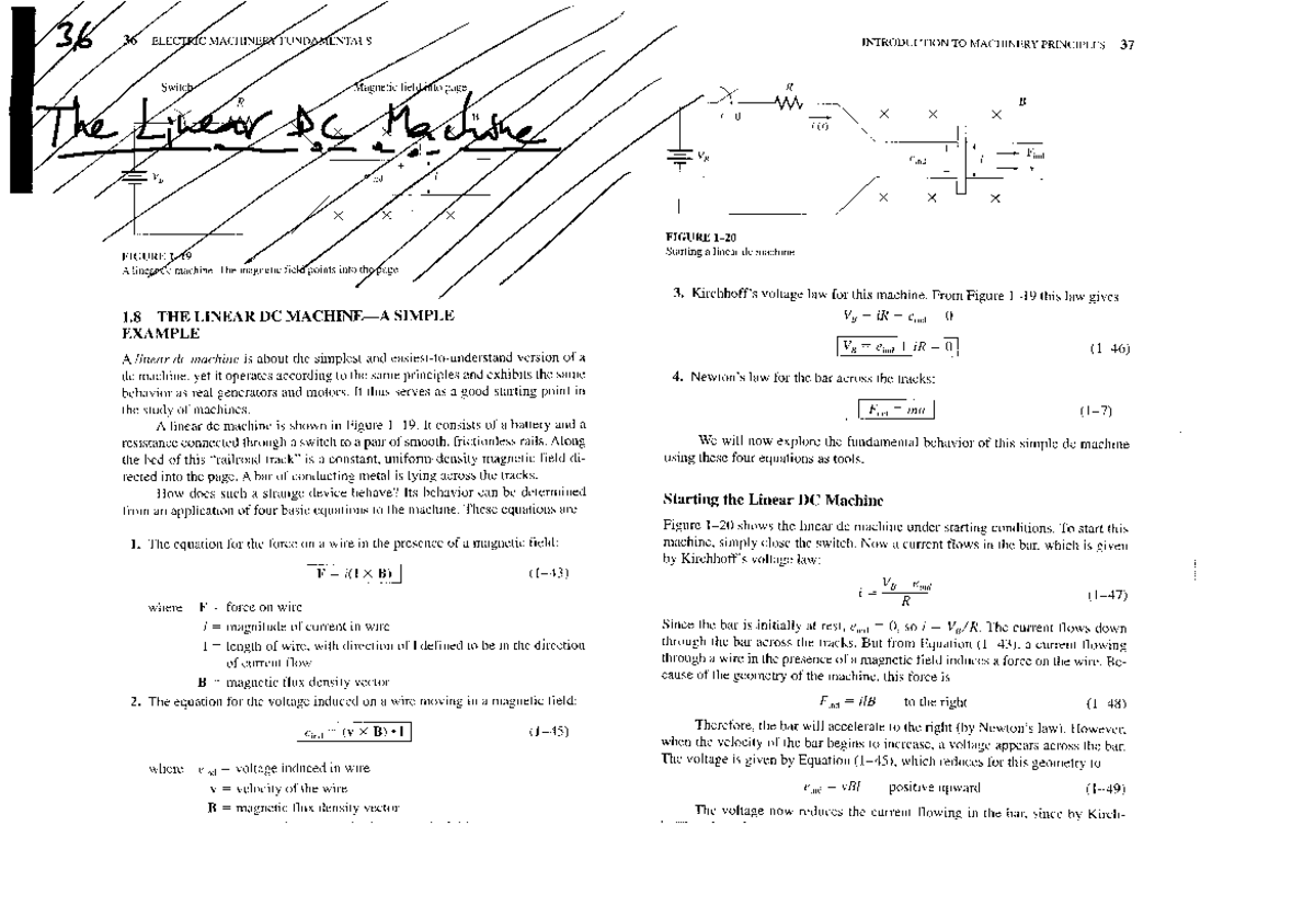 2 1 Linear DC Machine as Gen. Motor - 36 INTRODUCTION TO MACHINERY ...
