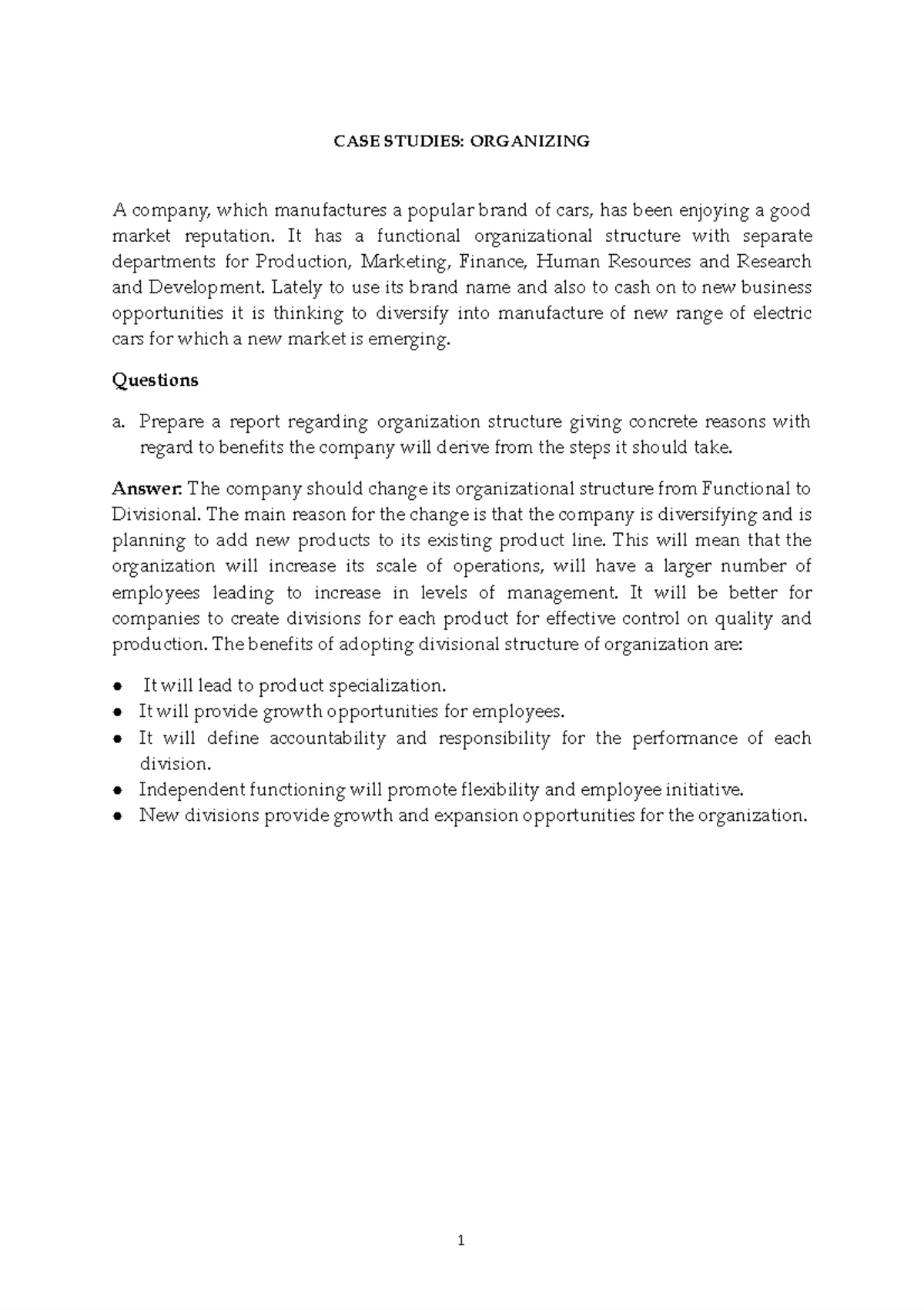 Case Studies - Principles Of Management - CASE STUDY QUESTIONS AND ...