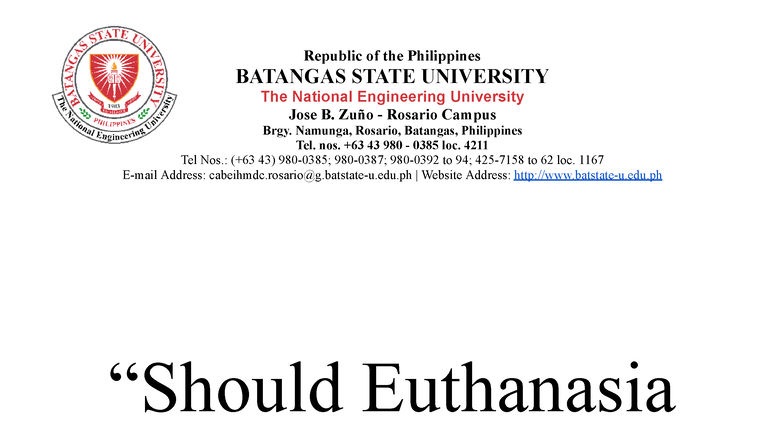 Euthanasia Debate Insights: Group 8 Position - GED in Philippine ...