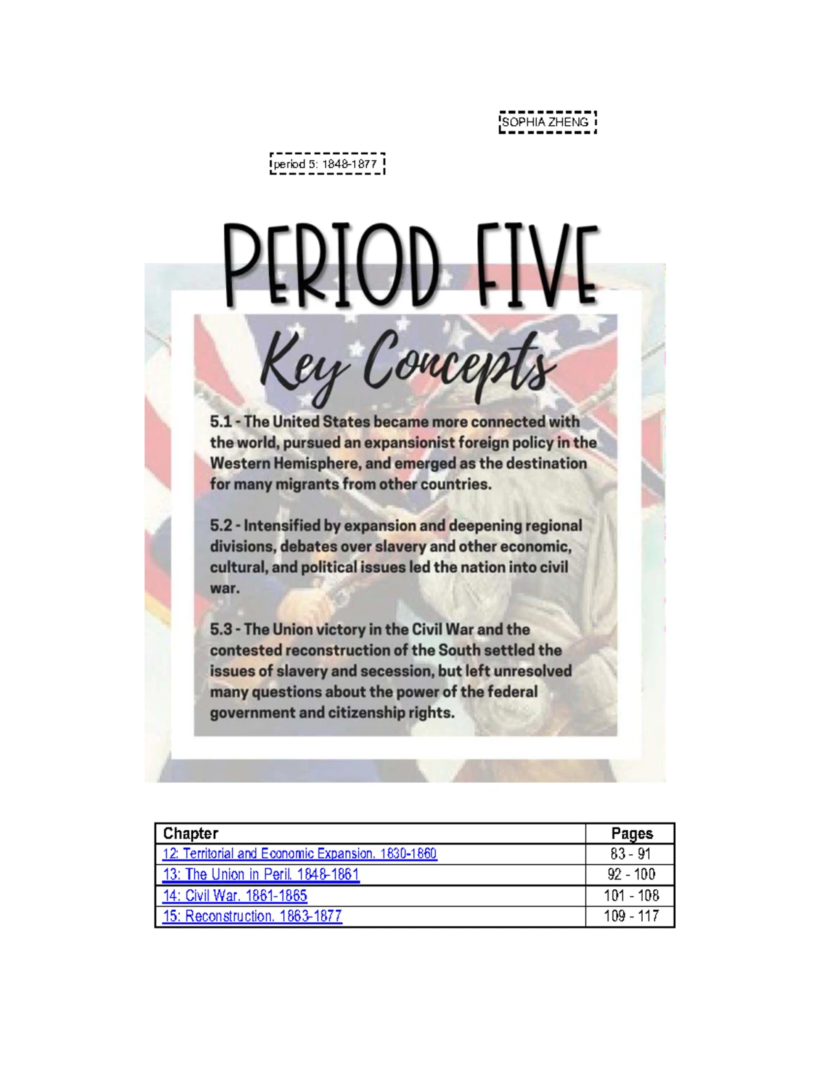 Apush Complete Periods 1 to 8 With Timeline - APUSH Study Sheet ...
