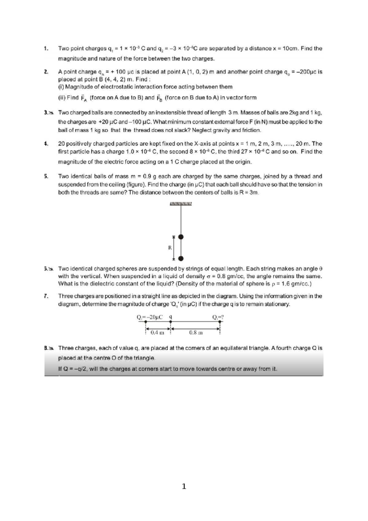 Physics 101: Electrostatics and Electric Fields - Problem Set - Studocu