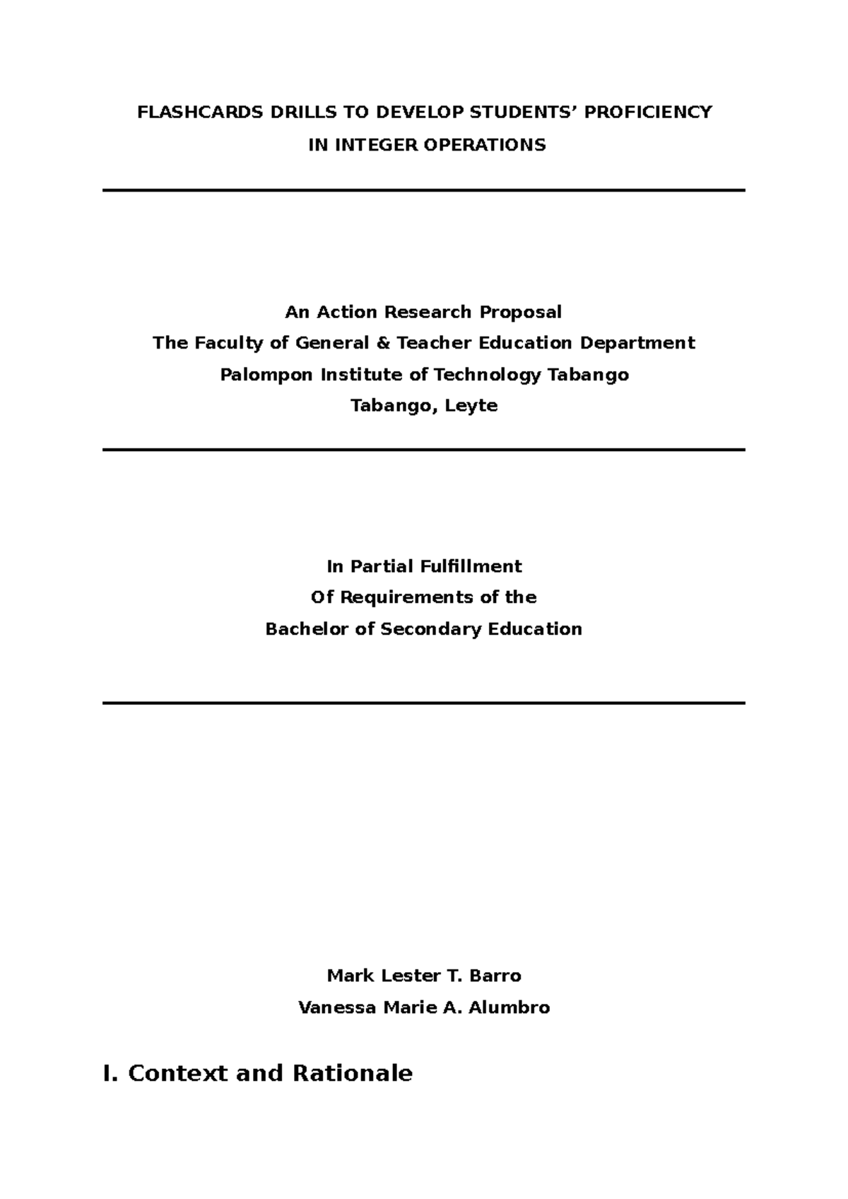 Flashcard Drills for Mastering Integer Operations: An Action Research ...