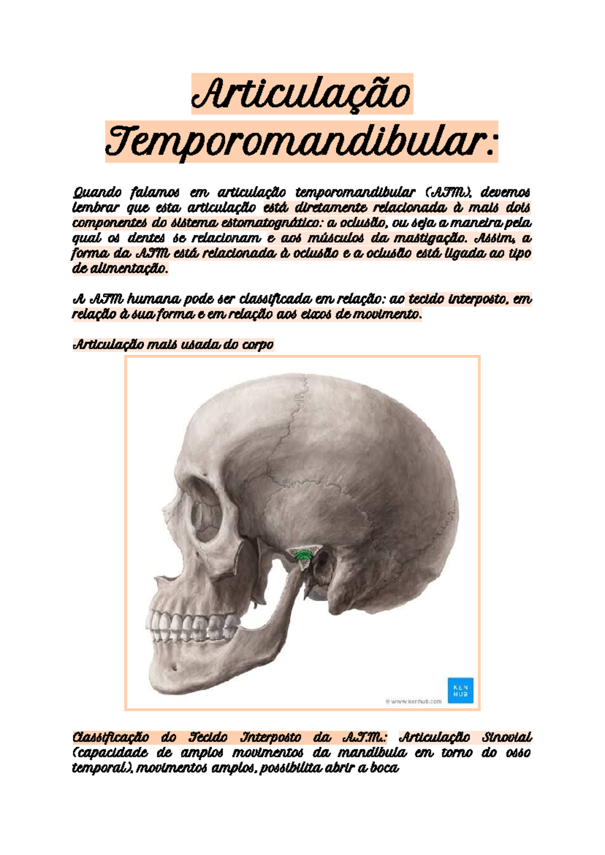 Estudo sobre a Articulação Temporomandibular (ATM) e Seus Componentes ...