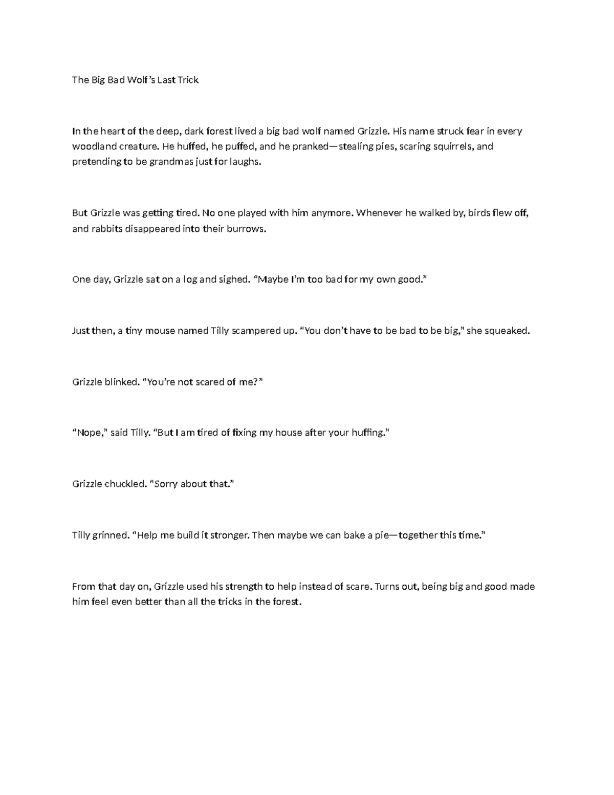 The Big Bad Wolf - A short story - assignment - The Big Bad Wolf’s Last ...
