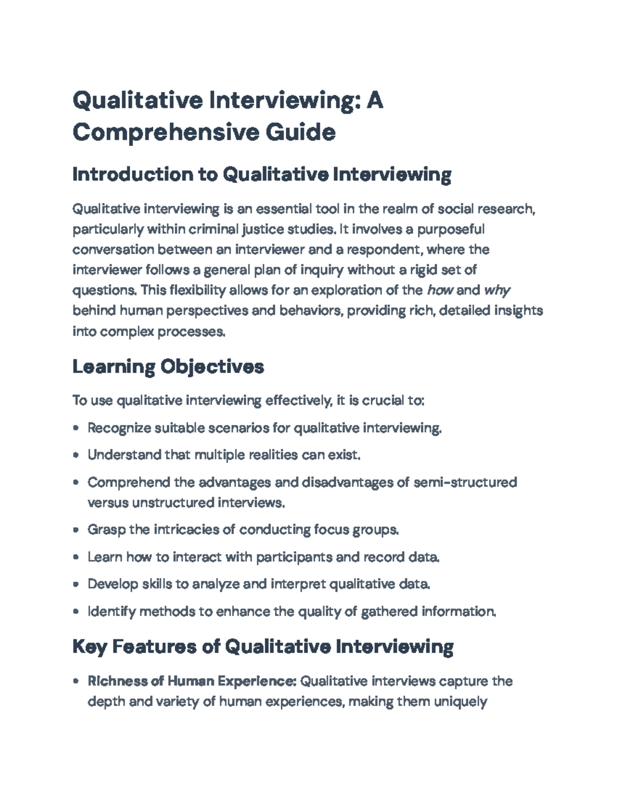 Qualitative Interviewing: Comprehensive Guide for Social Research ...