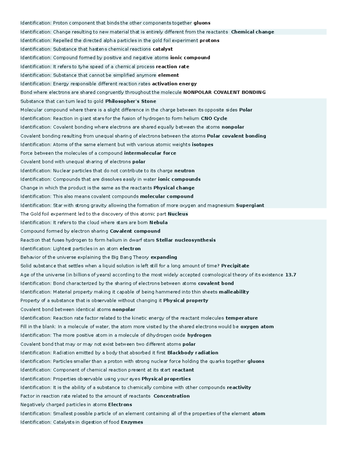 Q1 Exam Notes for Physical Science: Key Concepts & Identifications ...