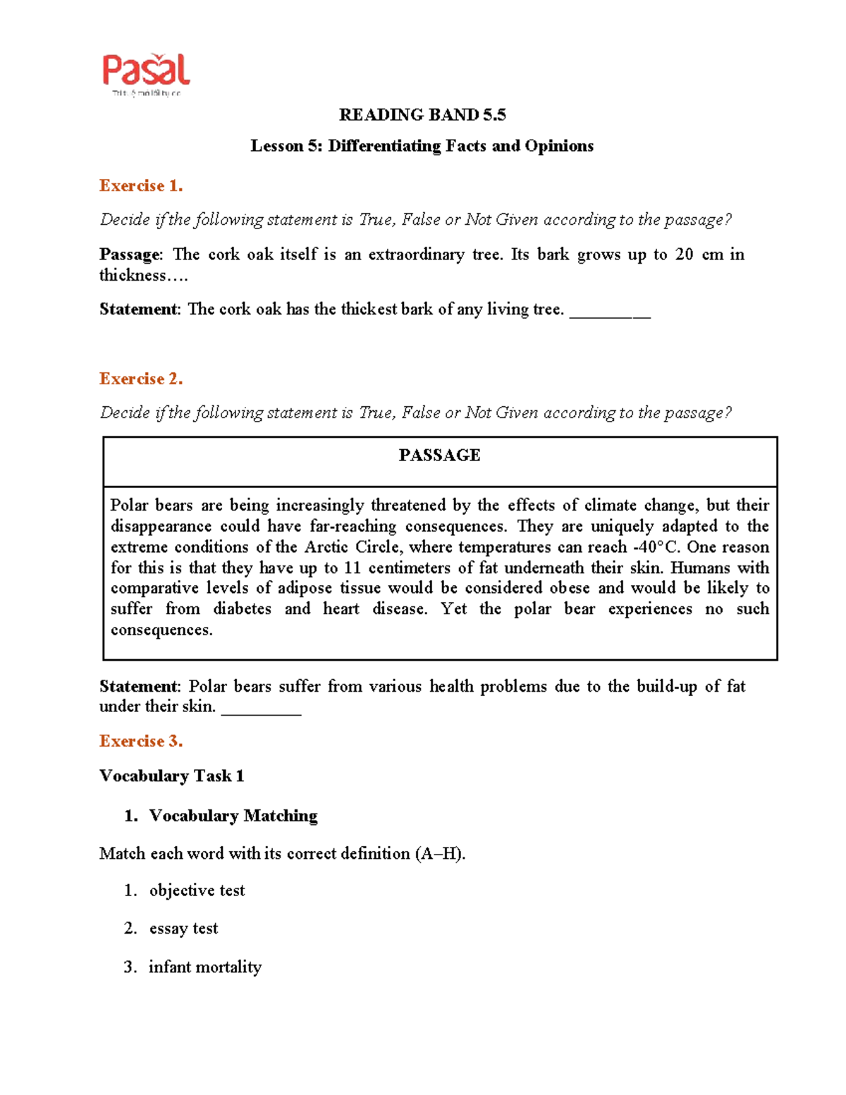 [WB] Reading - Lesson 5: Differentiating Facts & Opinions - Studocu