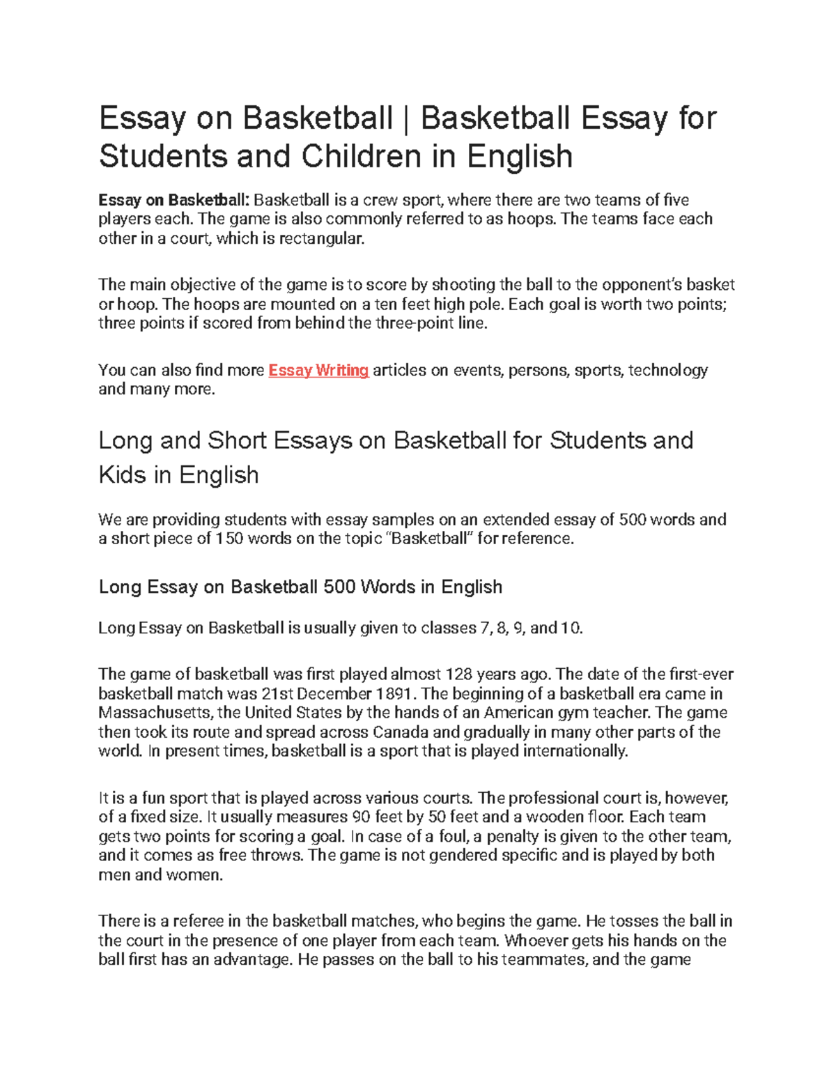 Basketball - The game is also commonly referred to as hoops. The teams ...