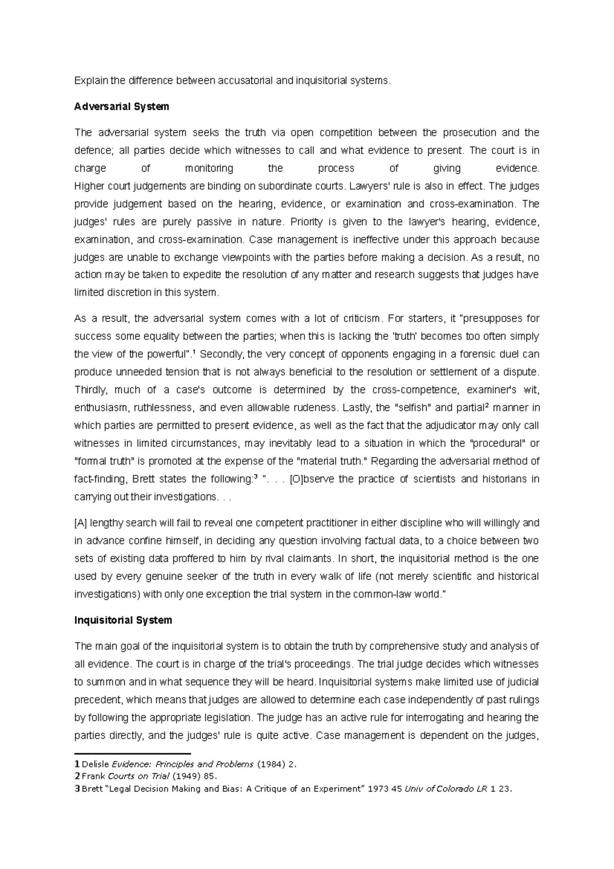 Accusatorial vs Inquisitorial Legal Systems: Detailed Comparison - Studocu