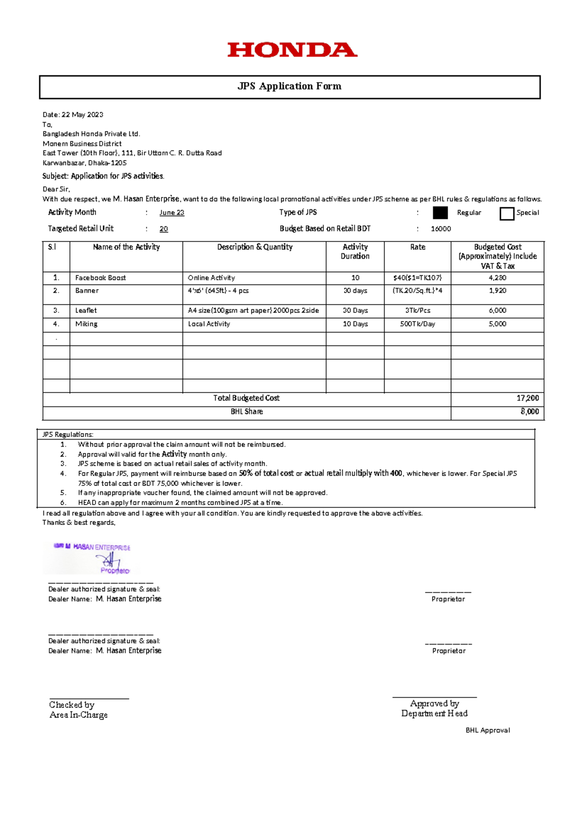 BHL JPS Application FORM (Auto Recovered) - Date: 22 May 2023 To ...