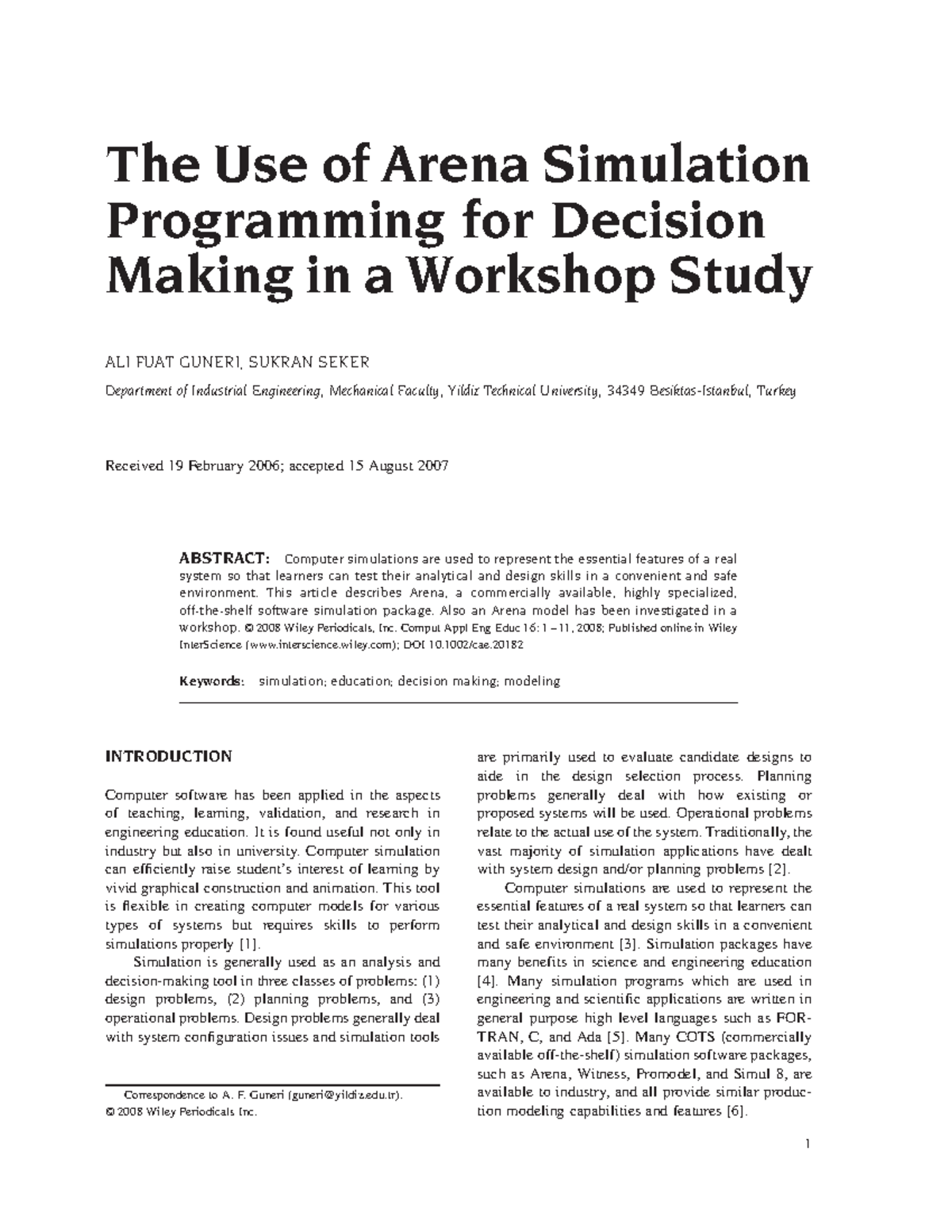 The Use of Arena Simulation - The Use of Arena Simulation Programming for Decision Making in a ...