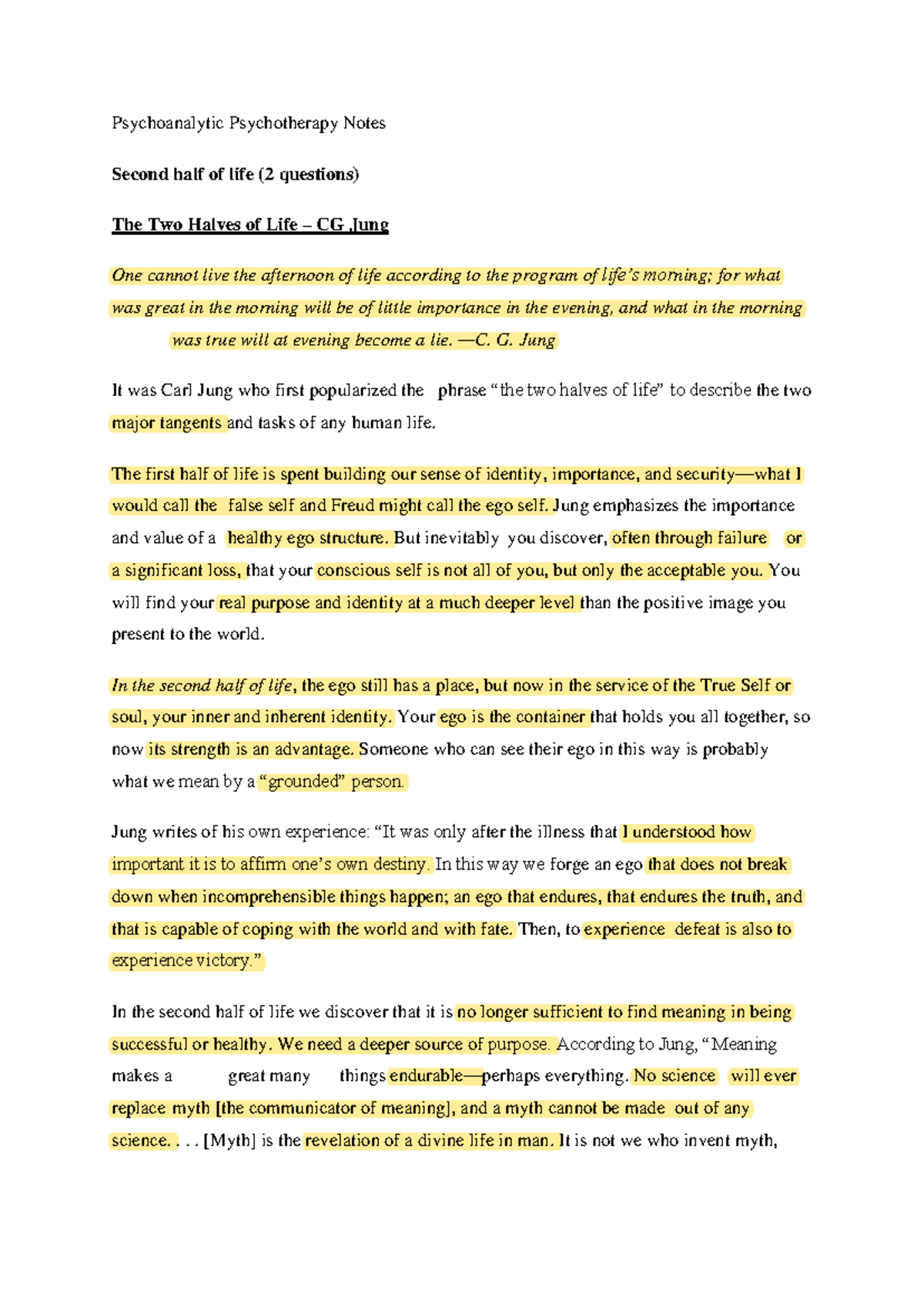 Psychoanalytic Psychotherapy Notes: The Two Halves of Life (CG Jung ...