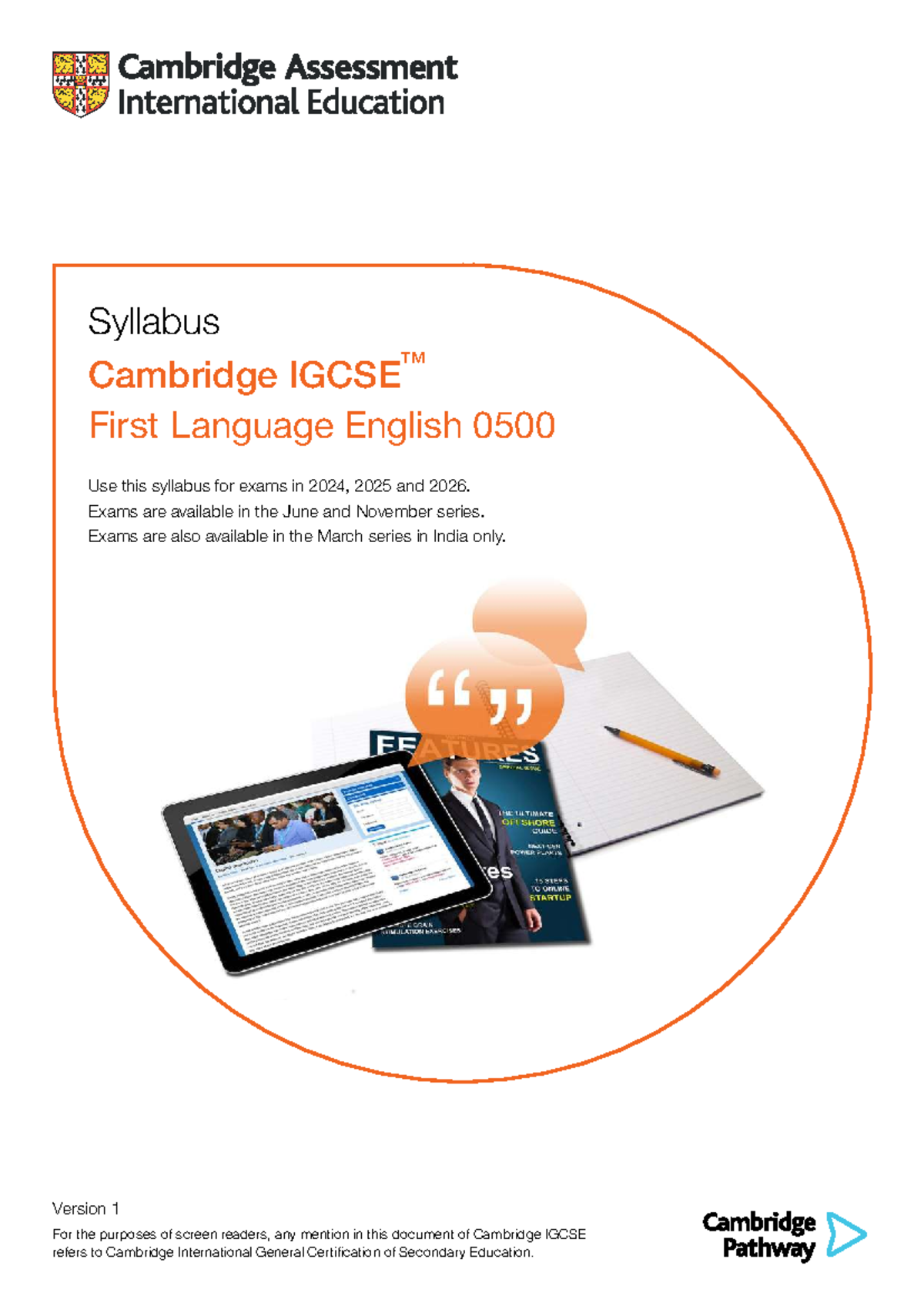 Cambridge IGCSE First Language English 0500 Syllabus (2024-2026) - Studocu