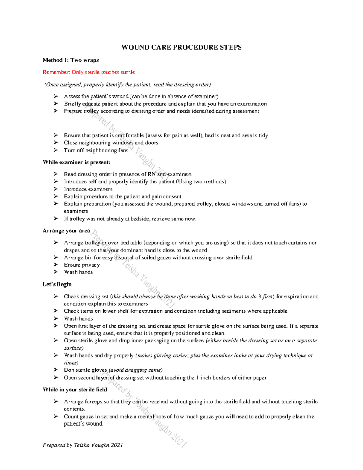 Wound care procedure steps 2 5ae9ge - WOUND CARE PROCEDURE STEPS Method ...