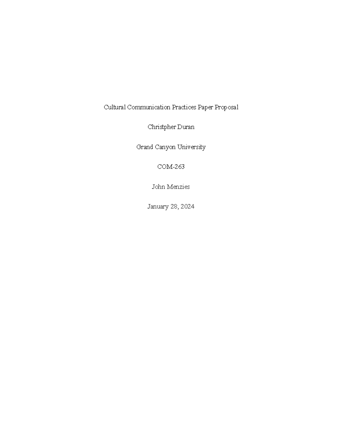 COM-263 Cultural Communication Practices Proposal on Greek Culture ...