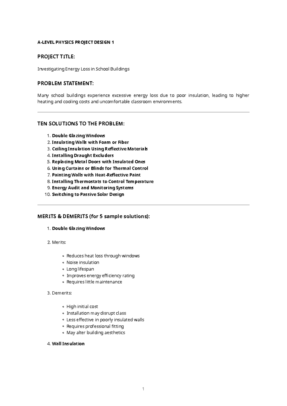 PHYSICS PROJECT DESIGN: Energy Loss & Lighting Efficiency Solutions ...