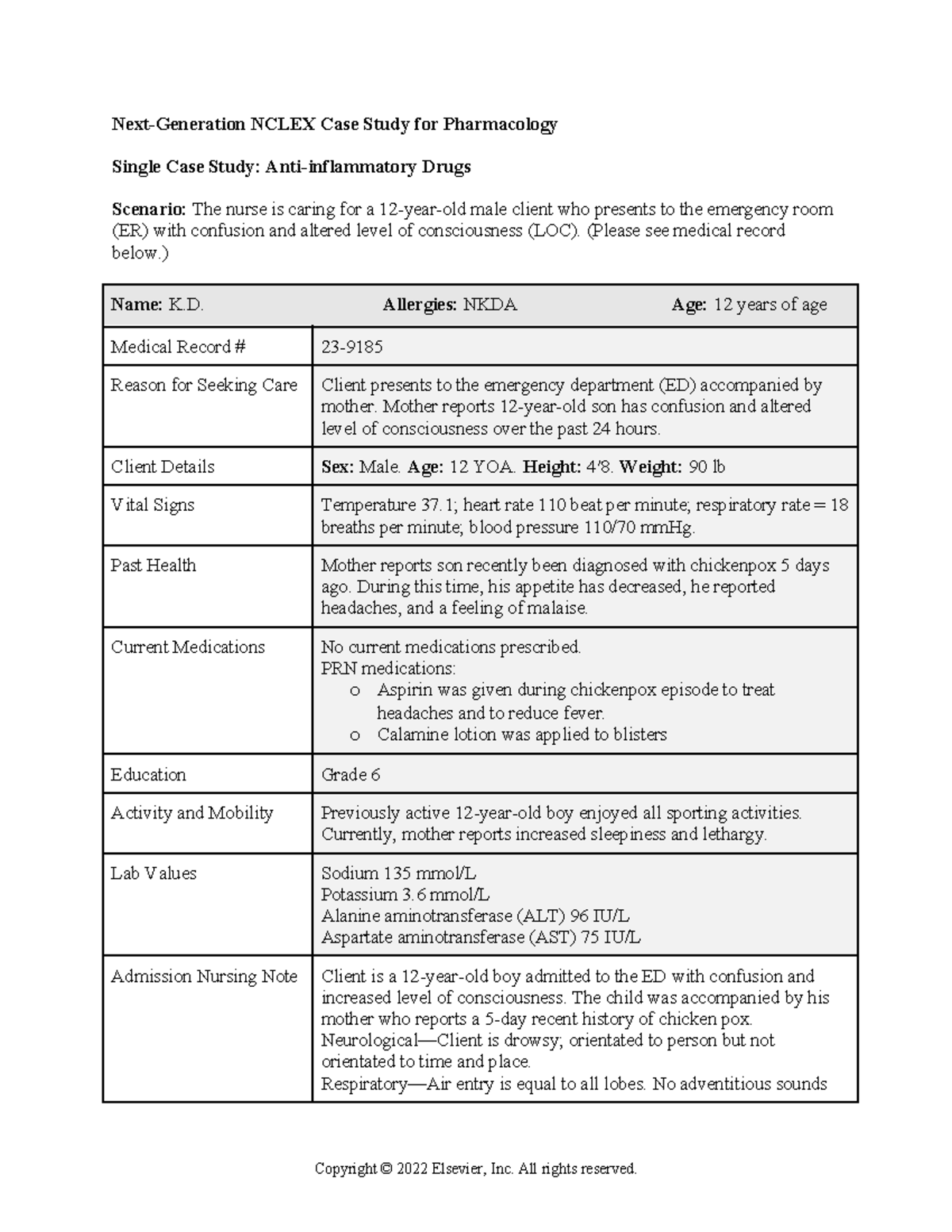 Pharmacology Case Study: Anti-Inflammatory Drugs for NCLEX Prep - Studocu