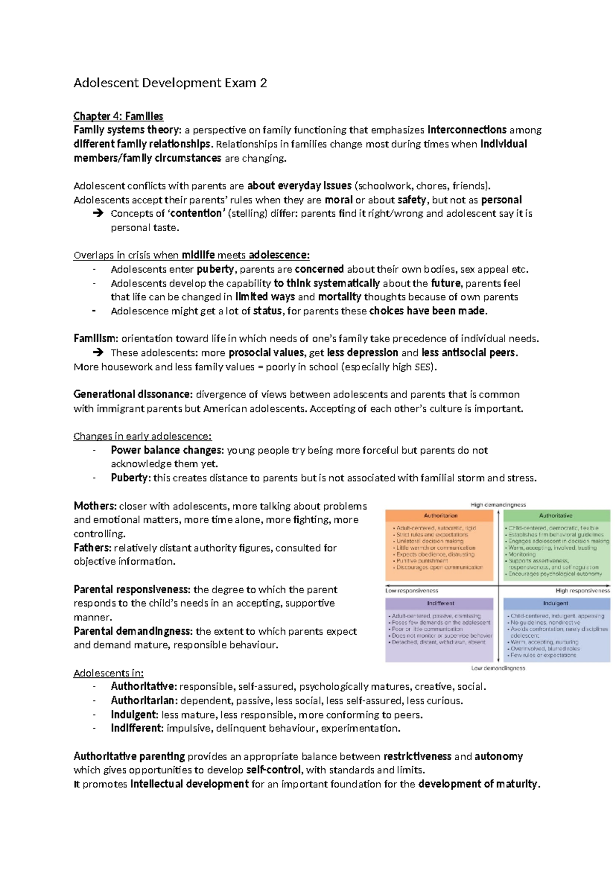 Adolescent Development Exam 2: Key Concepts and Theories Overview ...