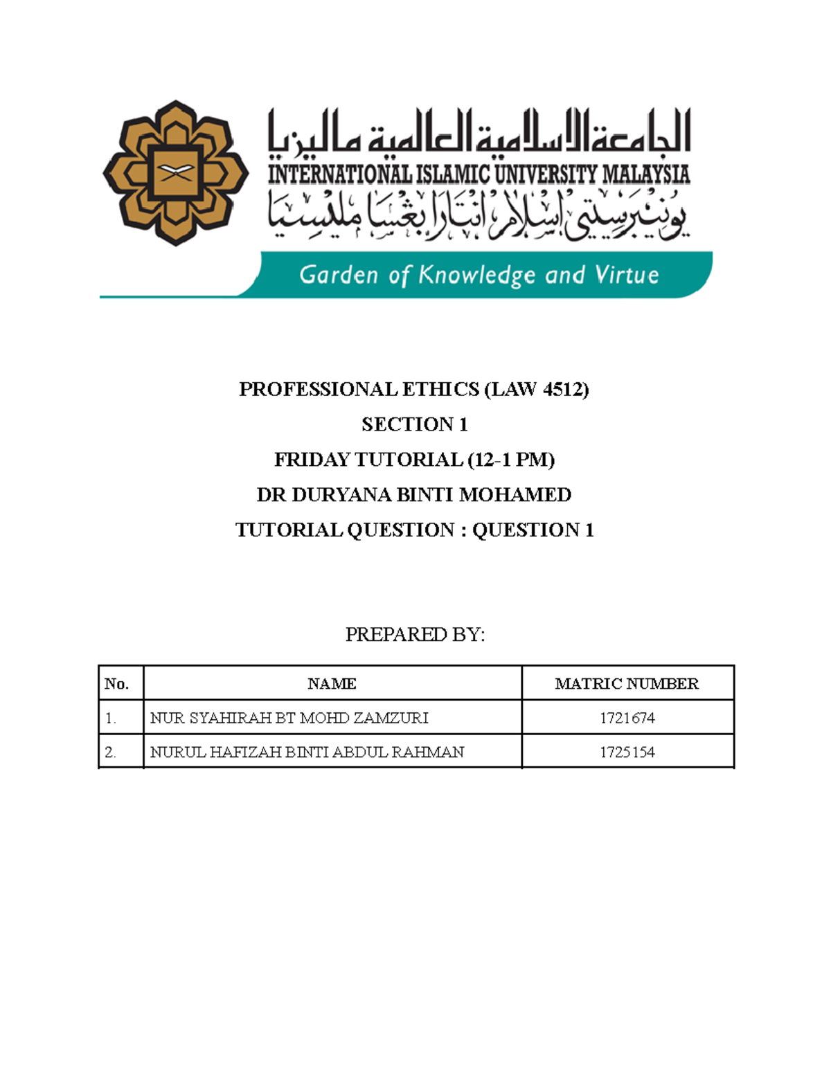 Professional Ethics - fused possession - PROFESSIONAL ETHICS (LAW 4512 ...